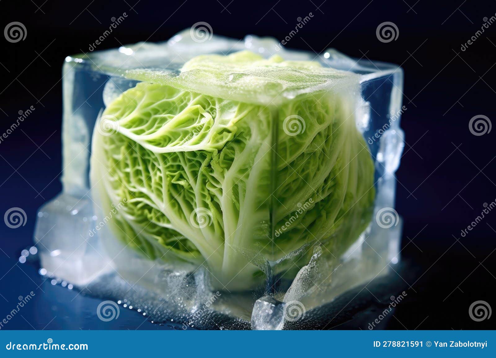 Macro Photo One Cabbage in an Ice Cube. Generative AI Stock ...