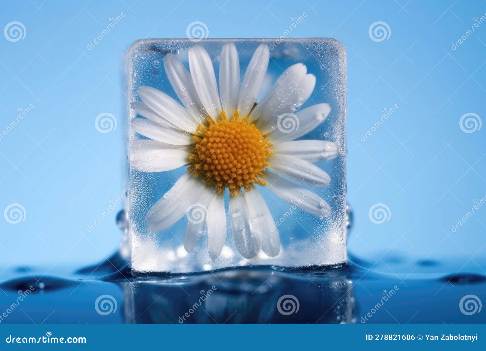 Macro Photo One Daisy in an Ice Cube. Generative AI Stock Illustration ...