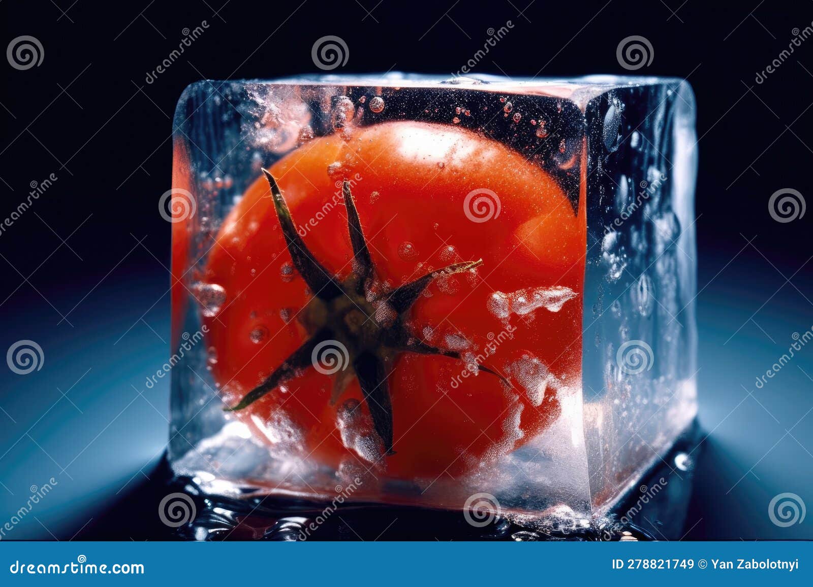 Macro Photo One Tomato in an Ice Cube. Generative AI Stock Illustration ...