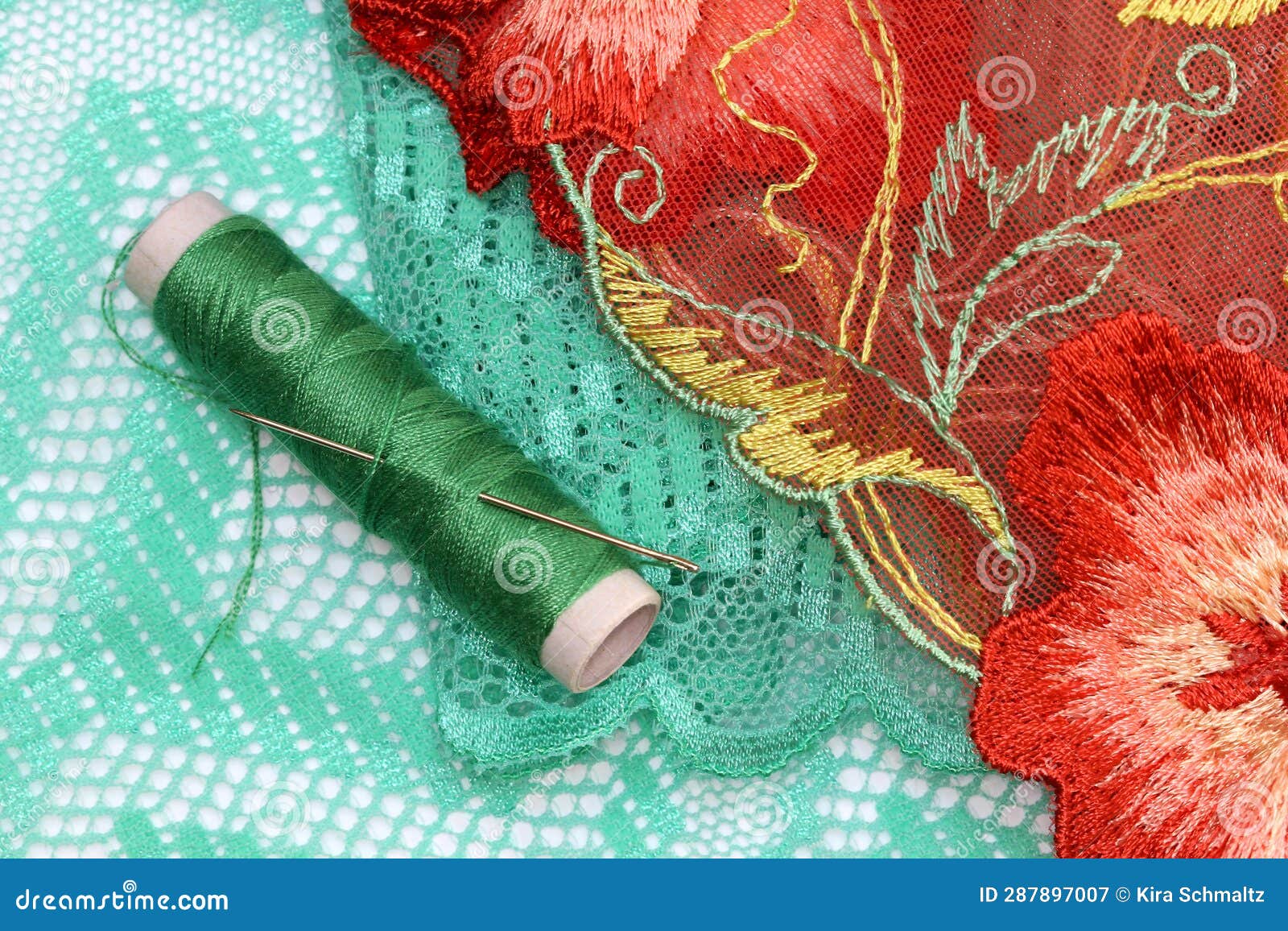 The Macro Photo of the Spool with Threads Laying on the Laces Stock ...