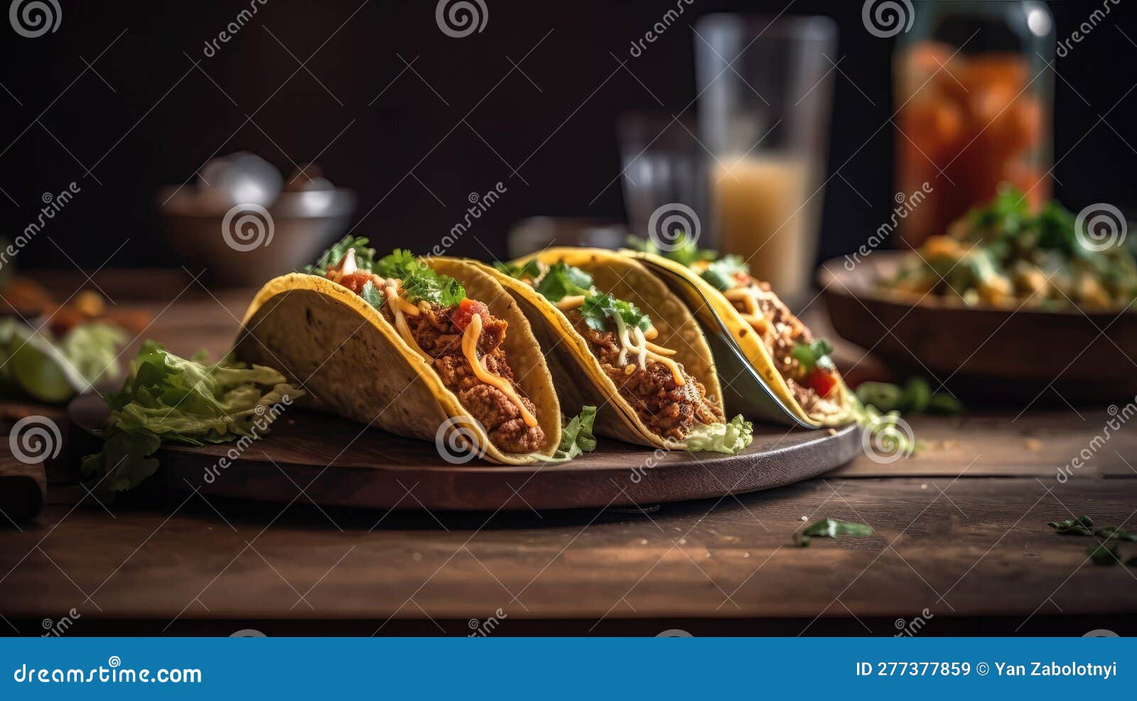 Macro Photo Tacos on Stone Rustic Pub. Generative AI Stock Illustration ...