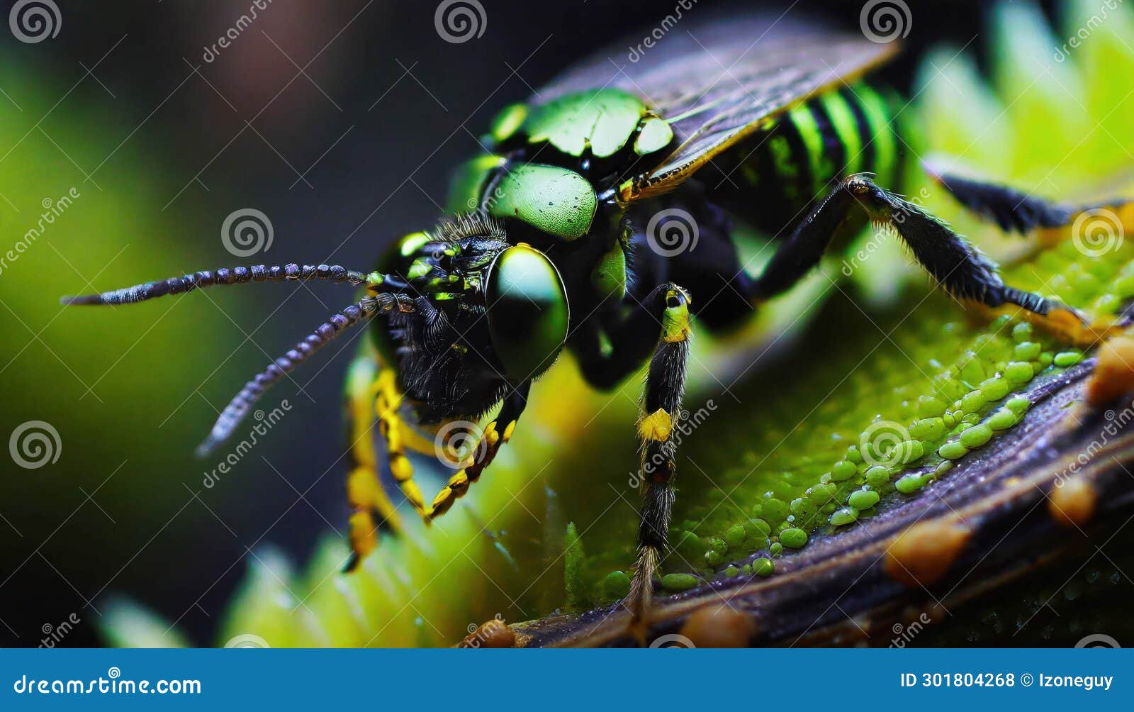 A Macro Photograph of a Green Bug Stock Illustration - Illustration of ...