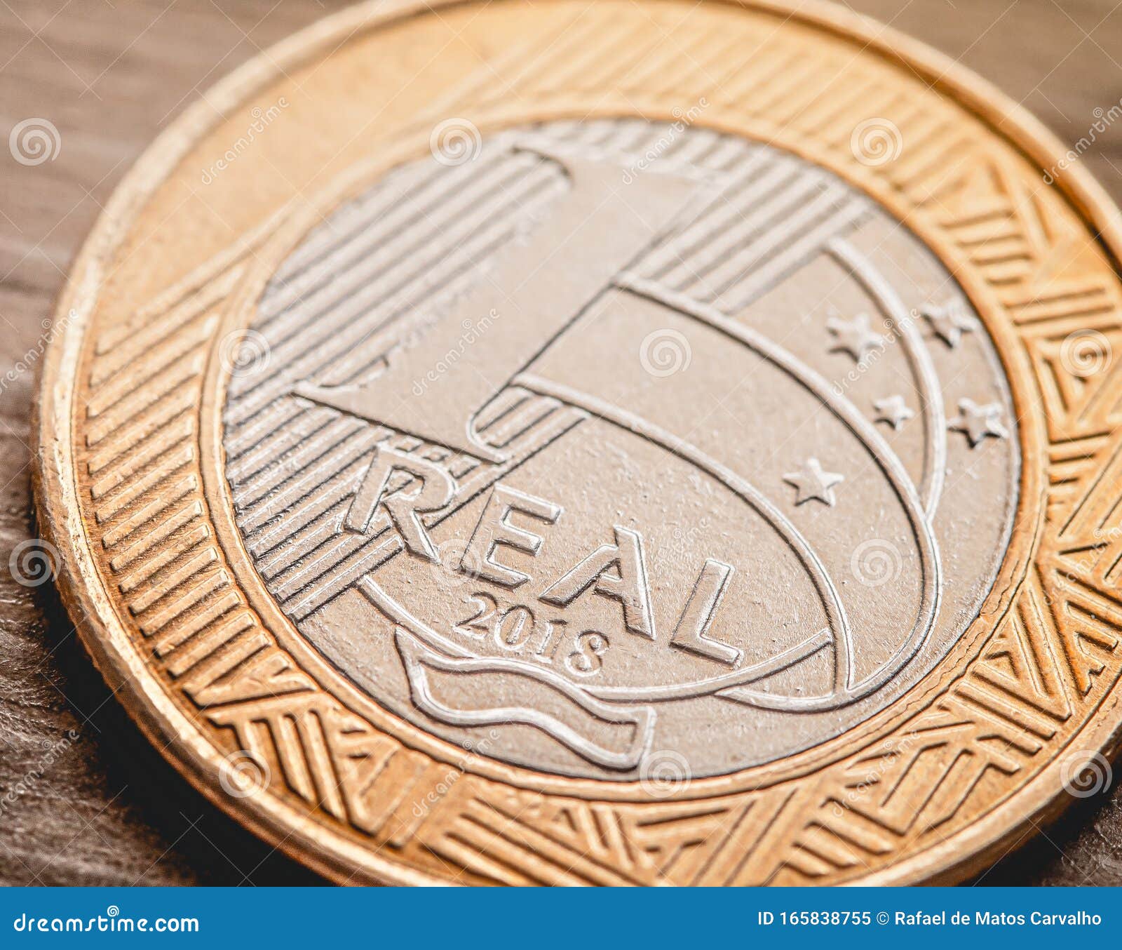 Macro Photograph of a One Real Coin. Stock Image - Image of america ...