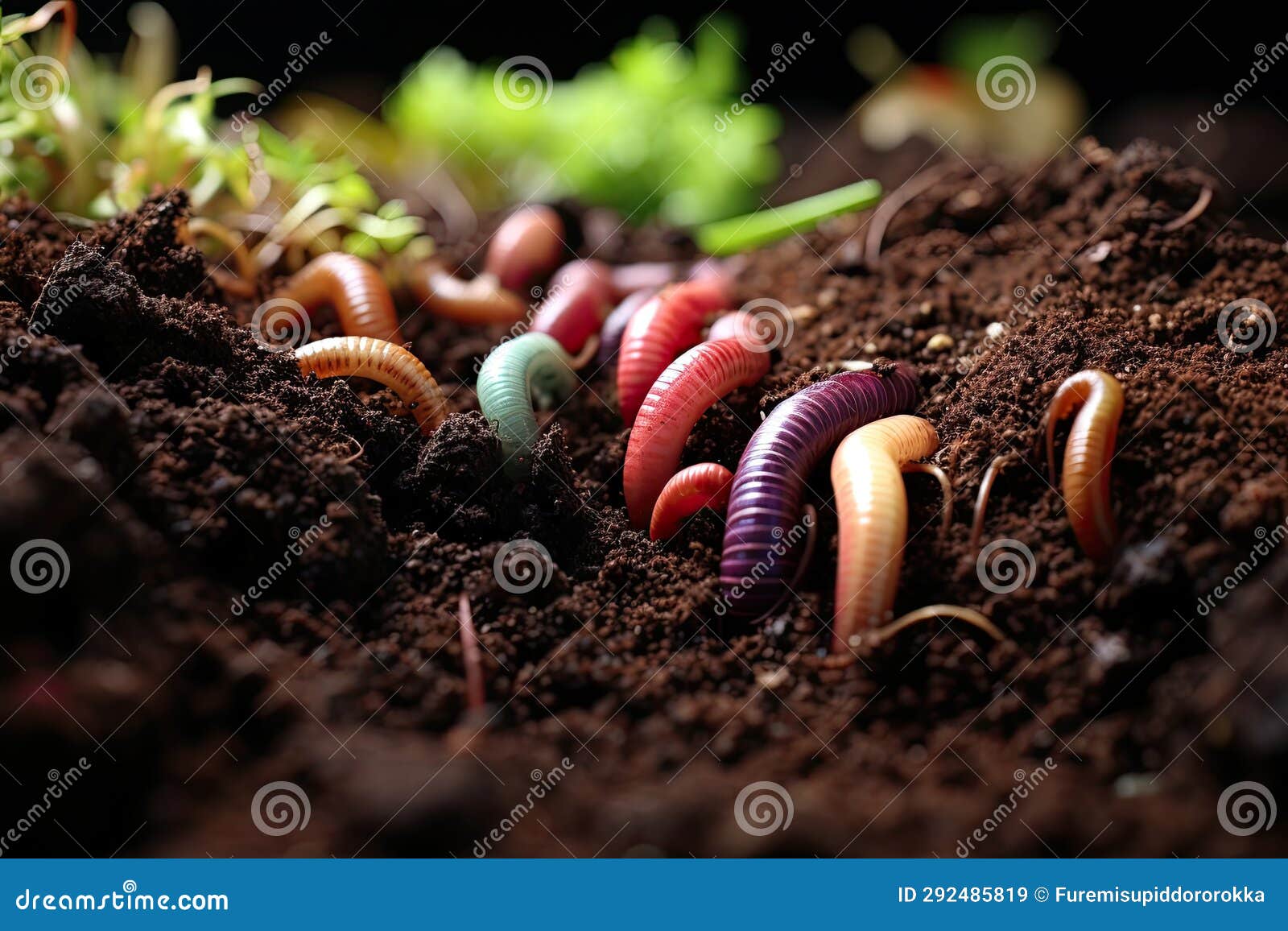 Macro Photographs of Earthworms in Soil Stock Illustration ...