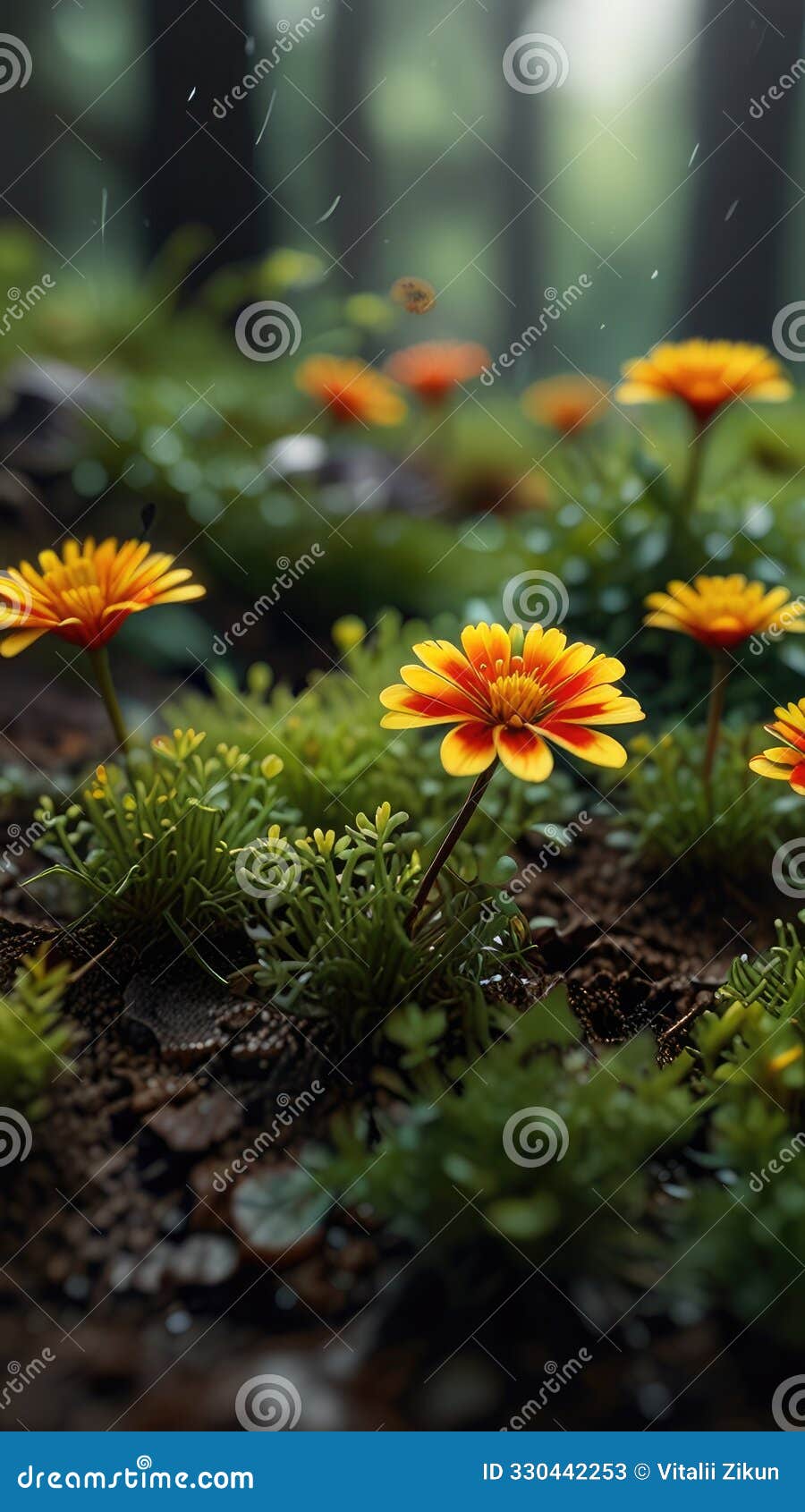 Macro Photography, Flowers Growing on the Ground Stock Illustration ...