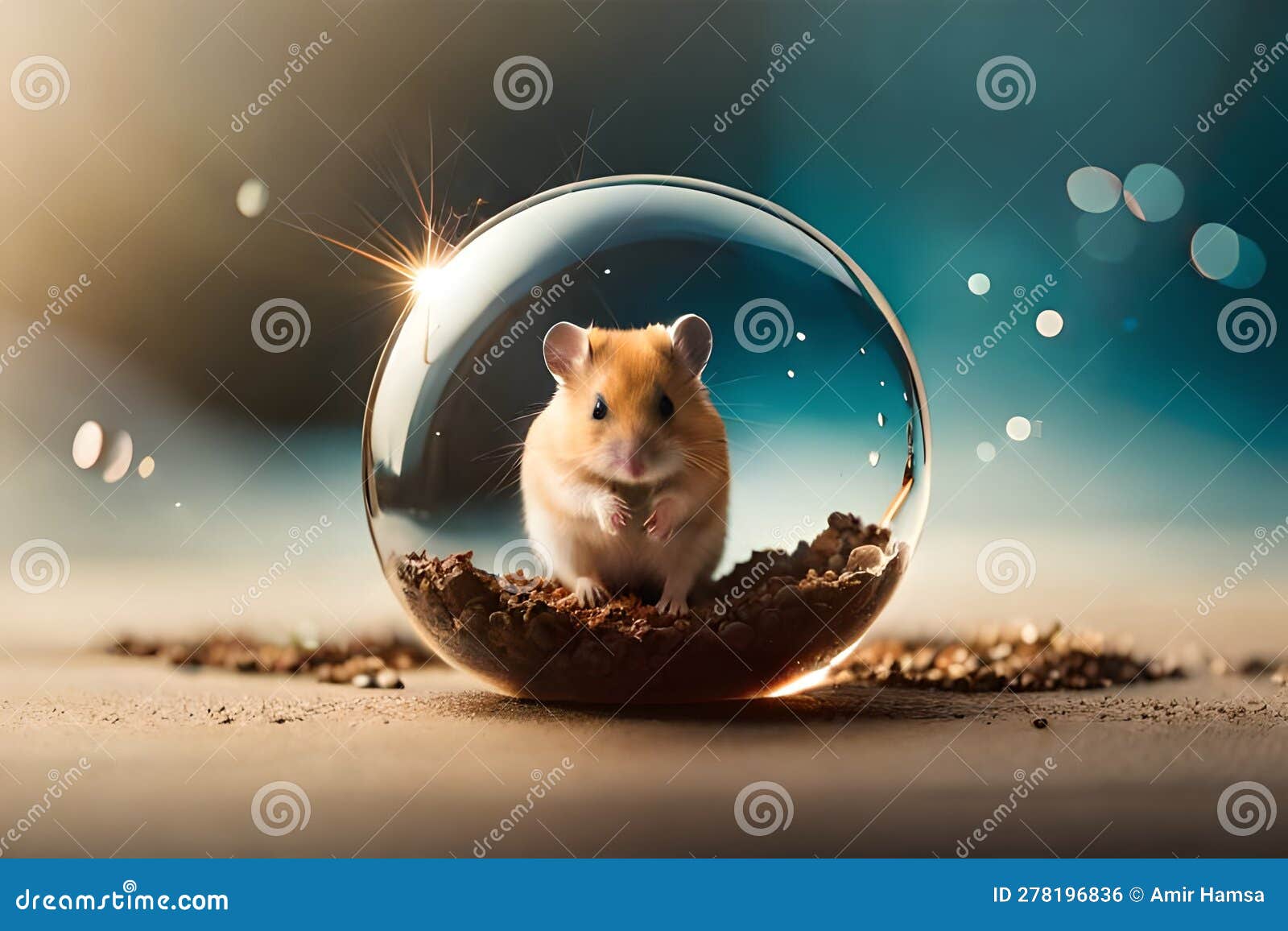Cute Hamster Inside a Crystallize Bubble Stock Illustration ...