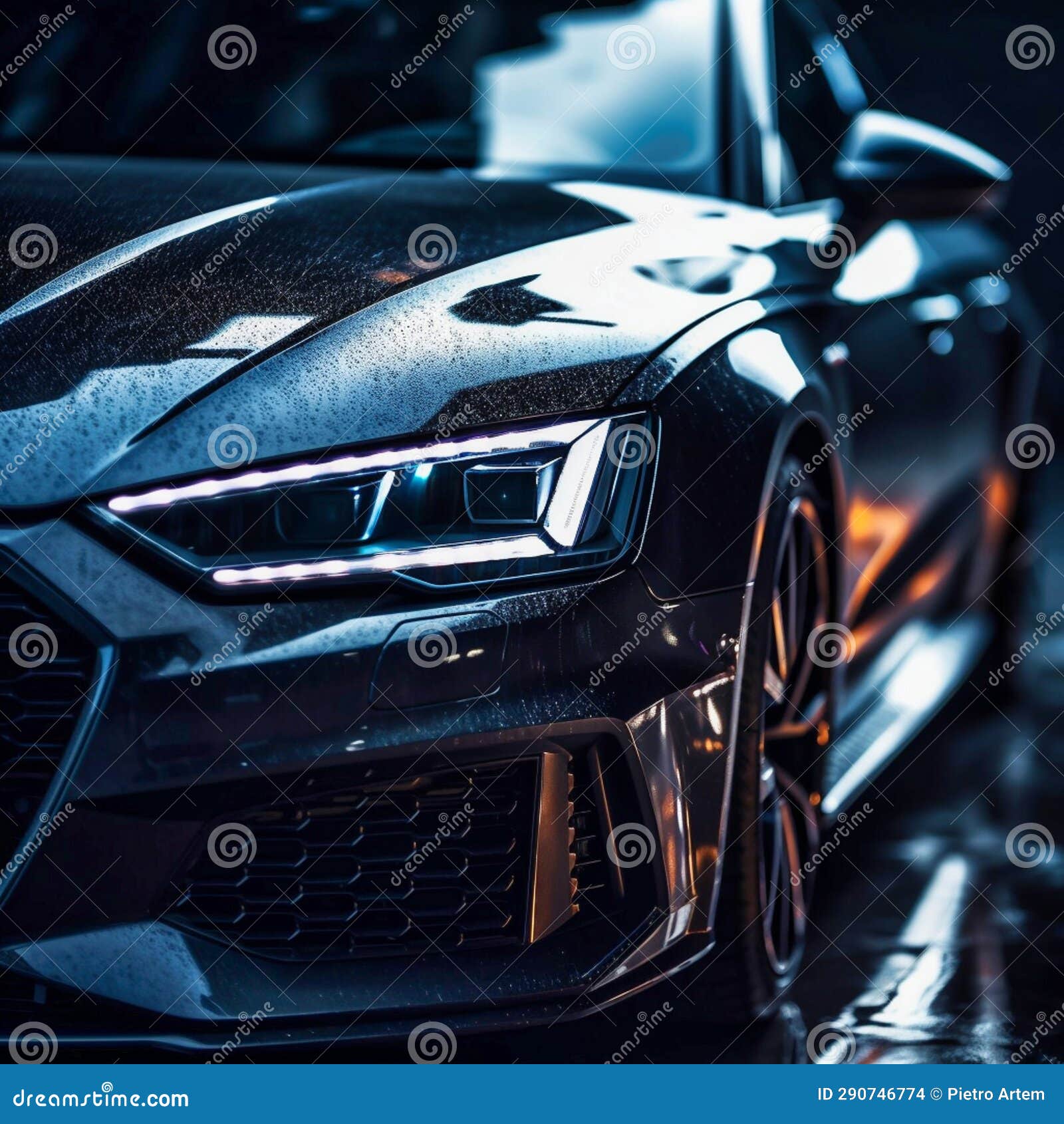 Macro Photography of the Led Lights of an Audi RS7, Generative AI Stock ...