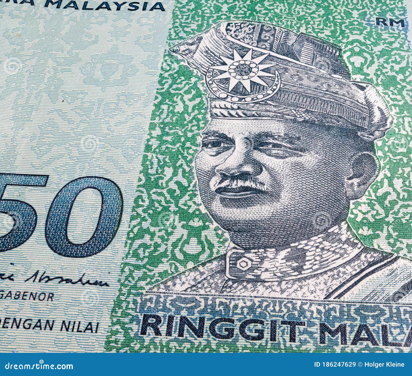 Close Up of the Front Side of a 50 Ringgit Malaysia Banknote Stock ...