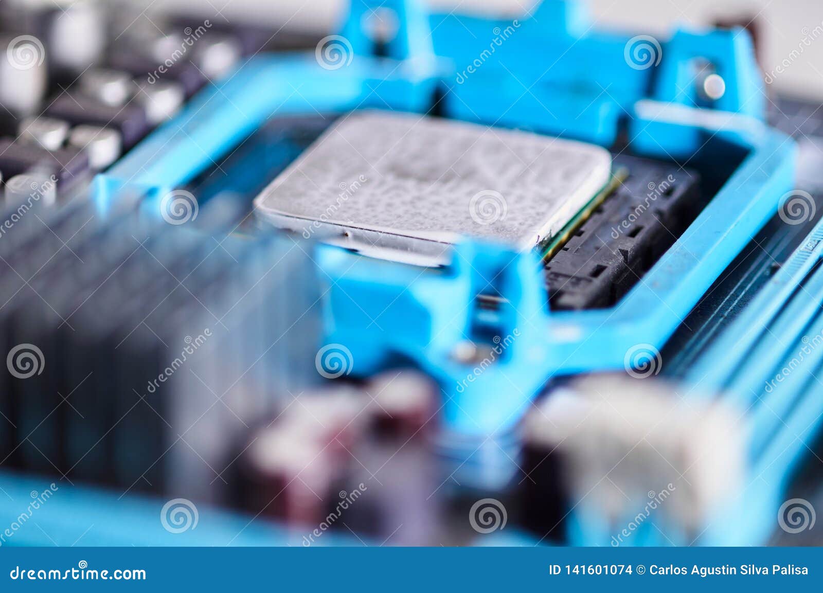 Macro Photography Microprocessor Installed on Motherboard Stock Photo ...