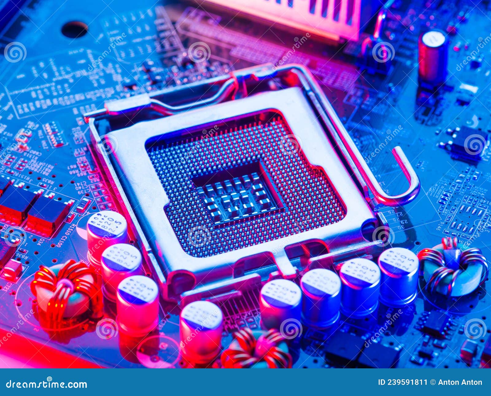 Macro Photography of a Processor, Microprocessor with Pins Up on a ...