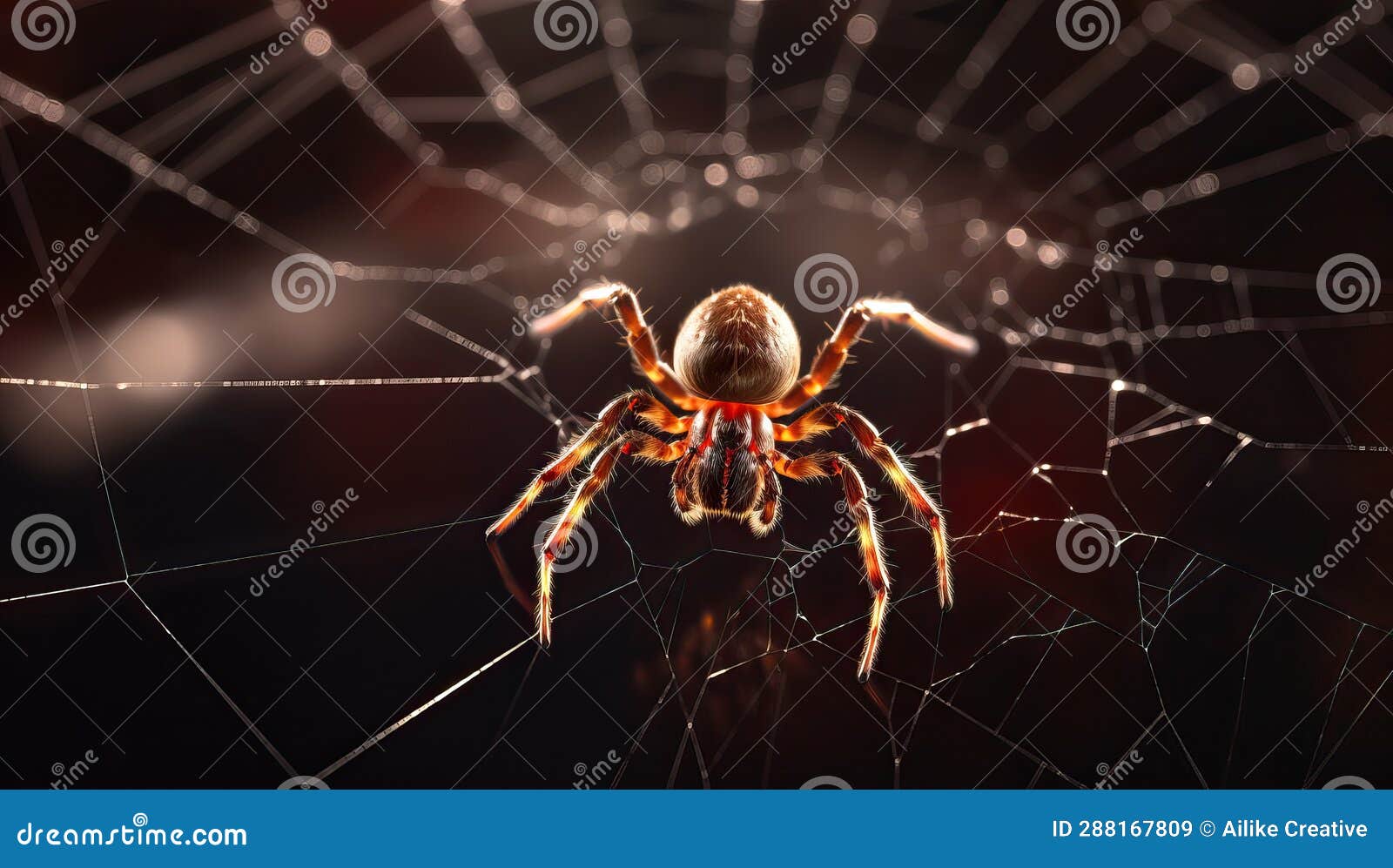 Macro Photography of a Spider in Its Web Stock Illustration ...