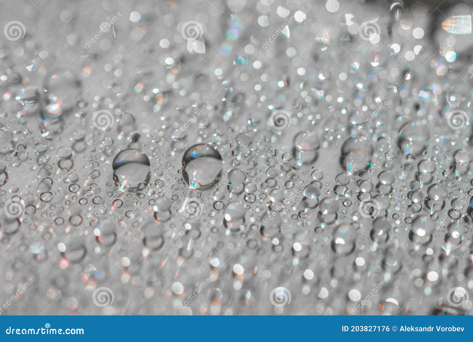 Macro Photography of Water Drops on a Mirror Reflective Surface. Stock ...