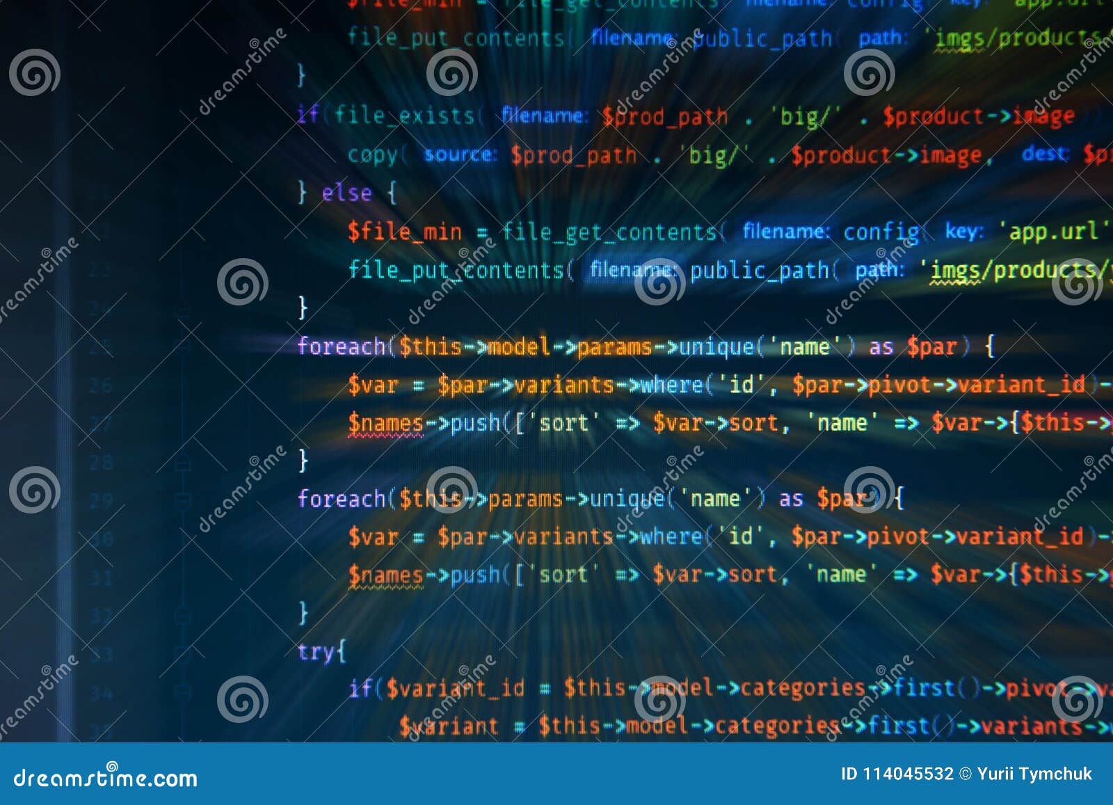 Macro php code with rays stock illustration. Illustration of line - 114045532