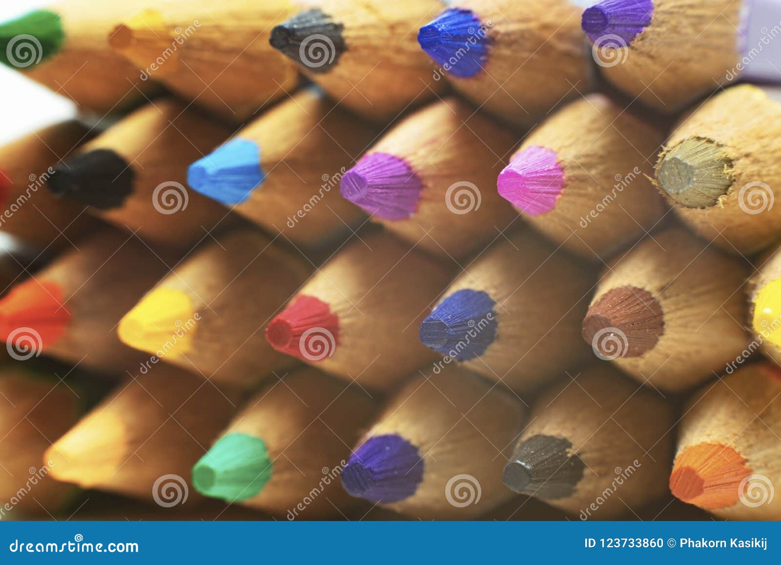 Macro Picture of Many Colored Pencils on ISolated White Background ...