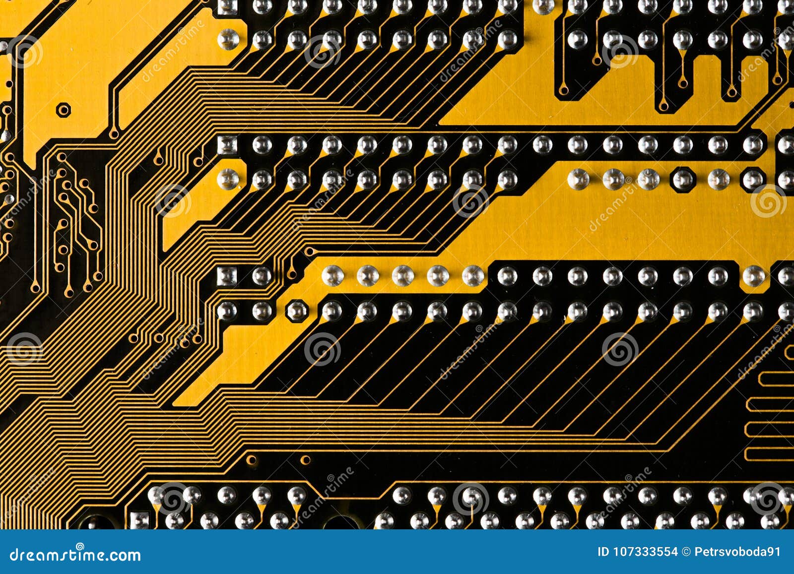Macro Picture of Yellow Printed Circuit Board - PCB Texture Stock Photo ...