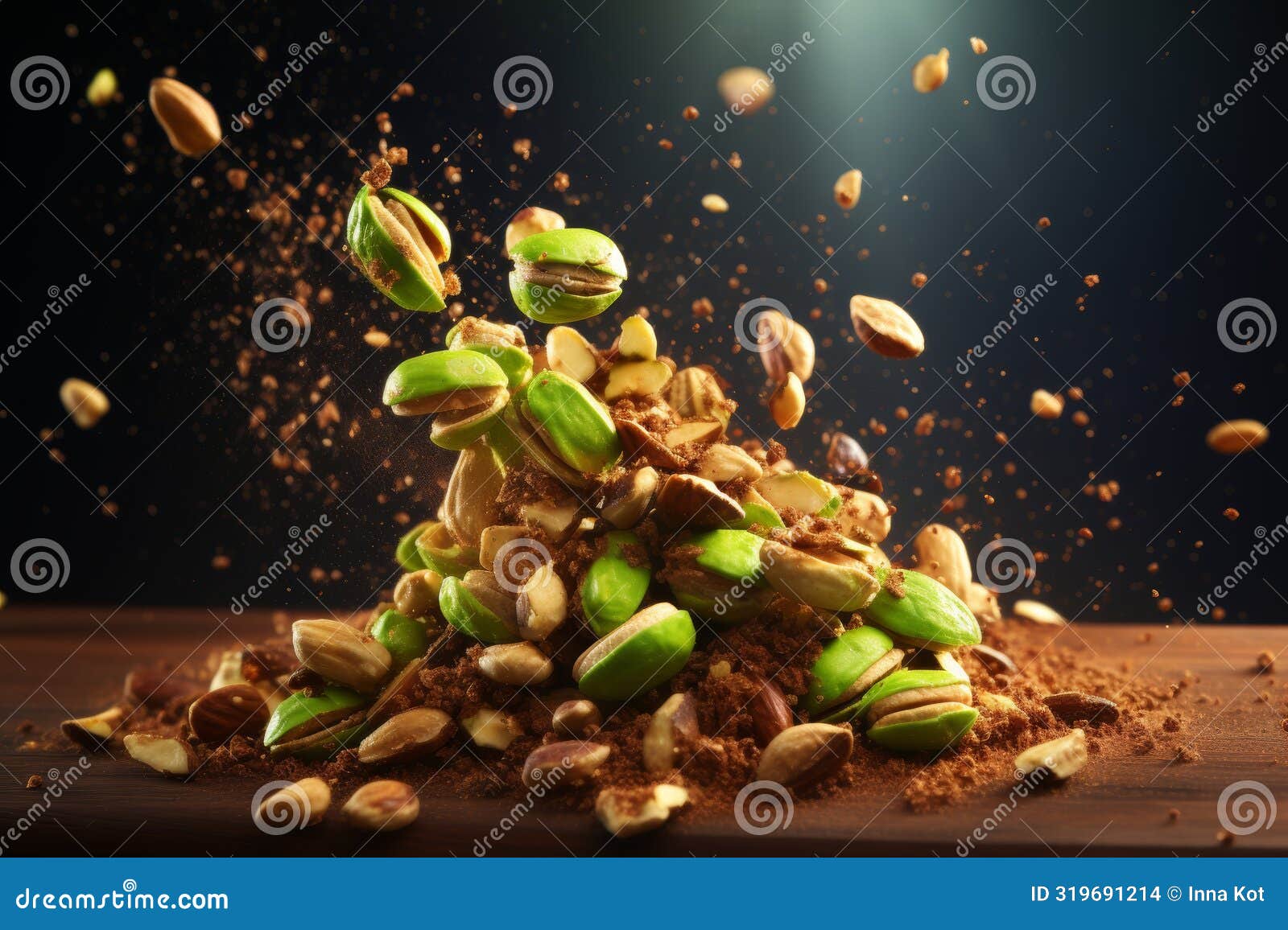 Macro Pistachio Nuts Falling in Dynamic Explosion for Snack Package or ...