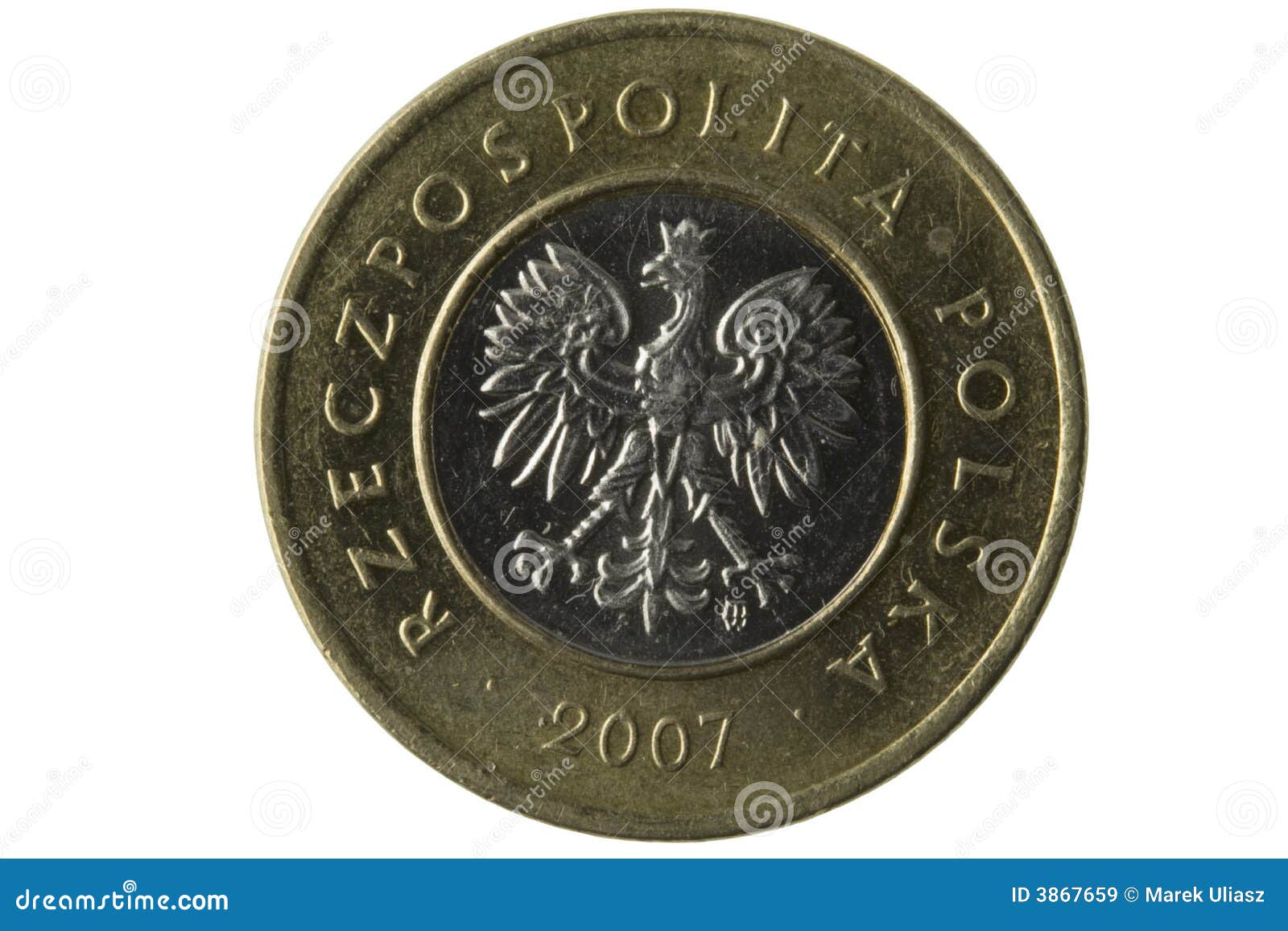 Macro of Polish 2 Zloty Coin Stock Image - Image of close, polska: 3867659