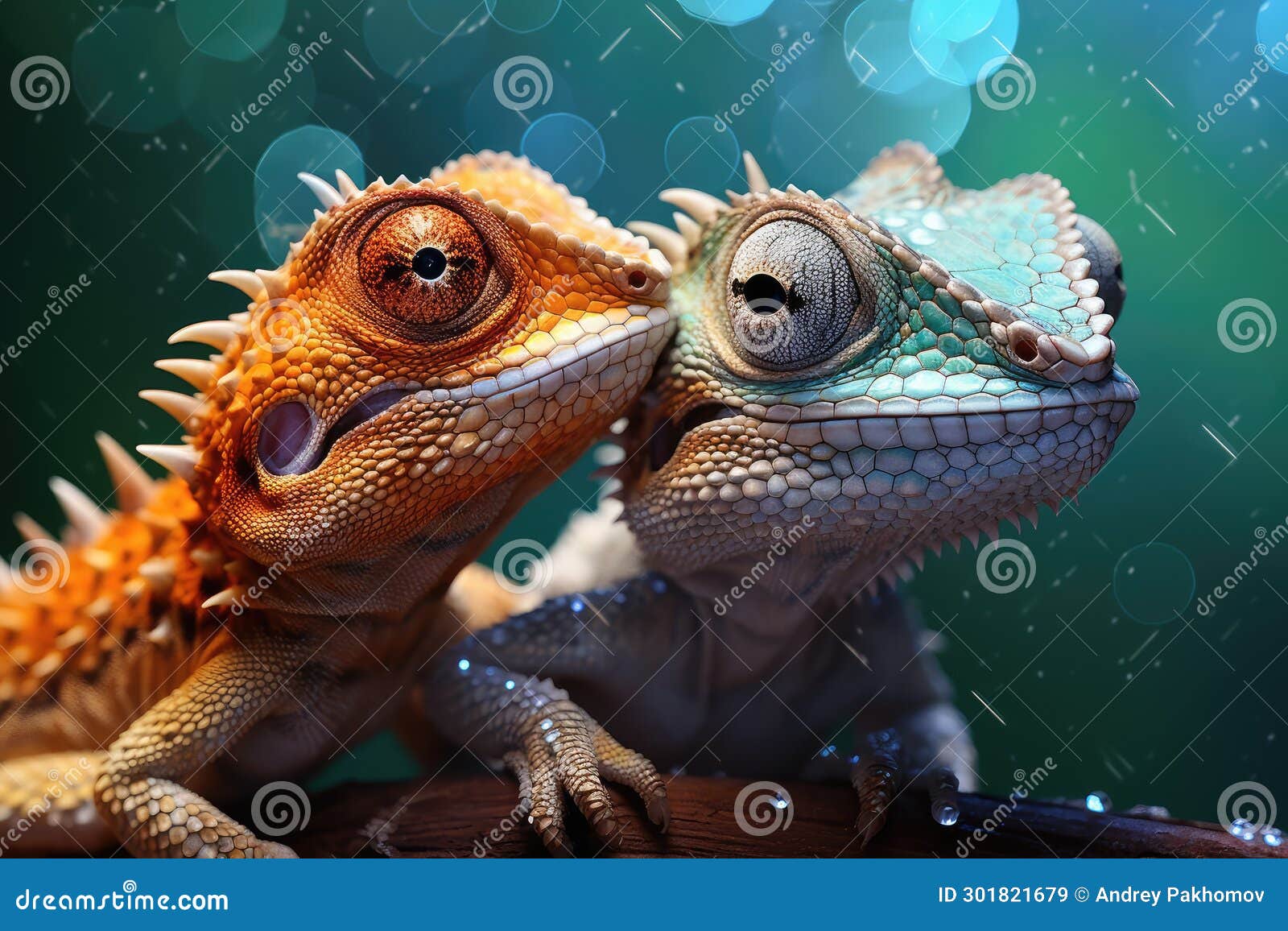 Macro Portrait of a Pair of Lizards. Wildlife. Stock Image - Image of ...