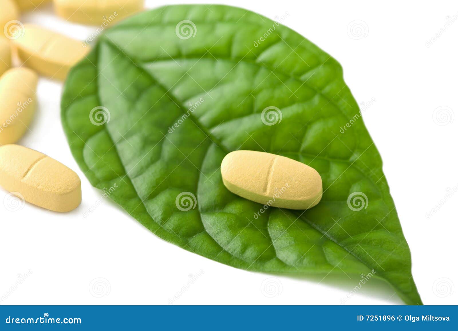 Macro of Prescription Pills Over Green Leaf Stock Photo - Image of ...