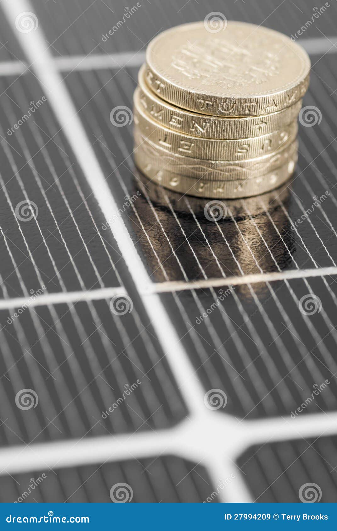 Macro PV Solar Panel and Money. Stock Image - Image of currency ...