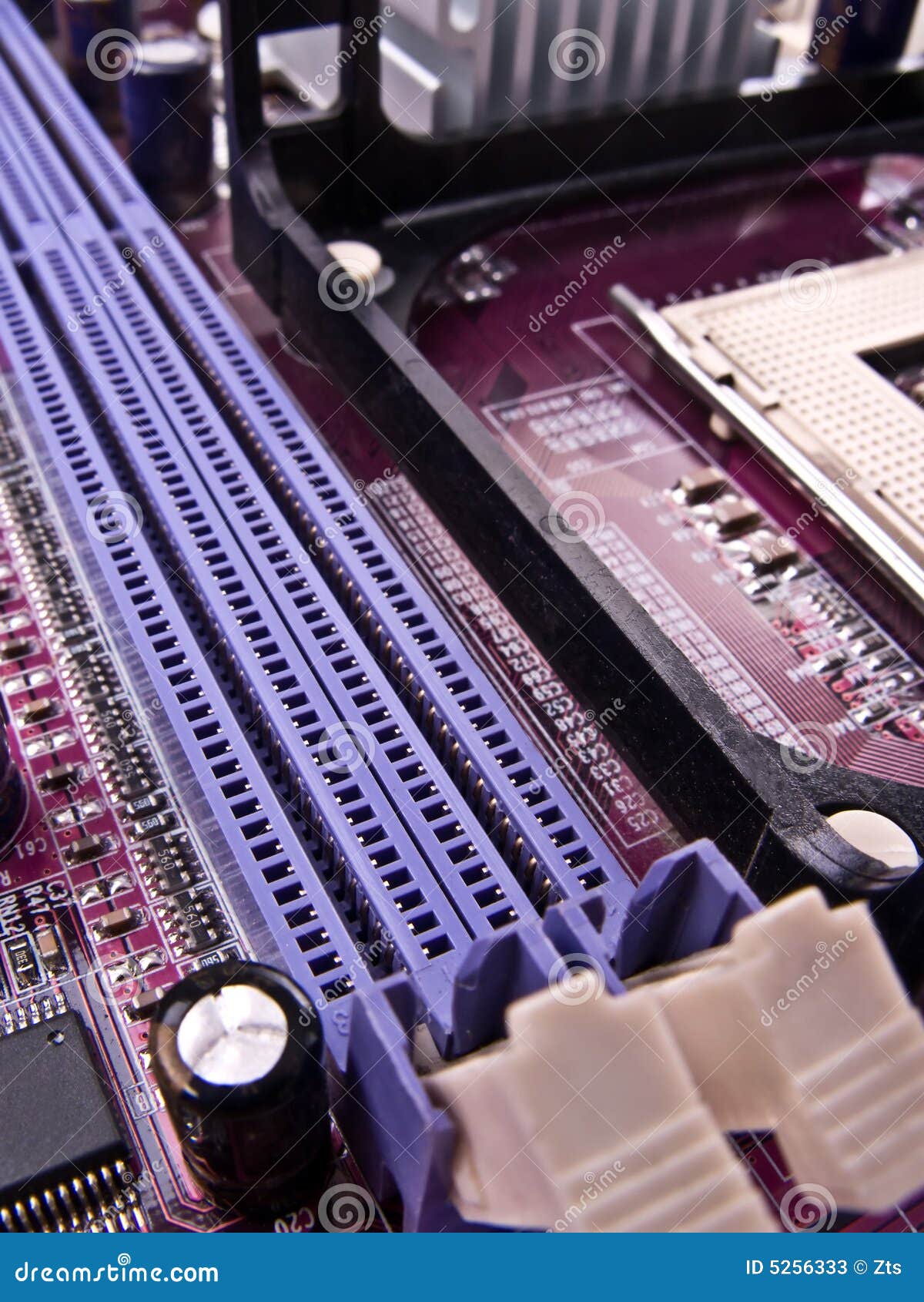 Macro of the Ram Memory Slots Stock Image - Image of component, chip ...