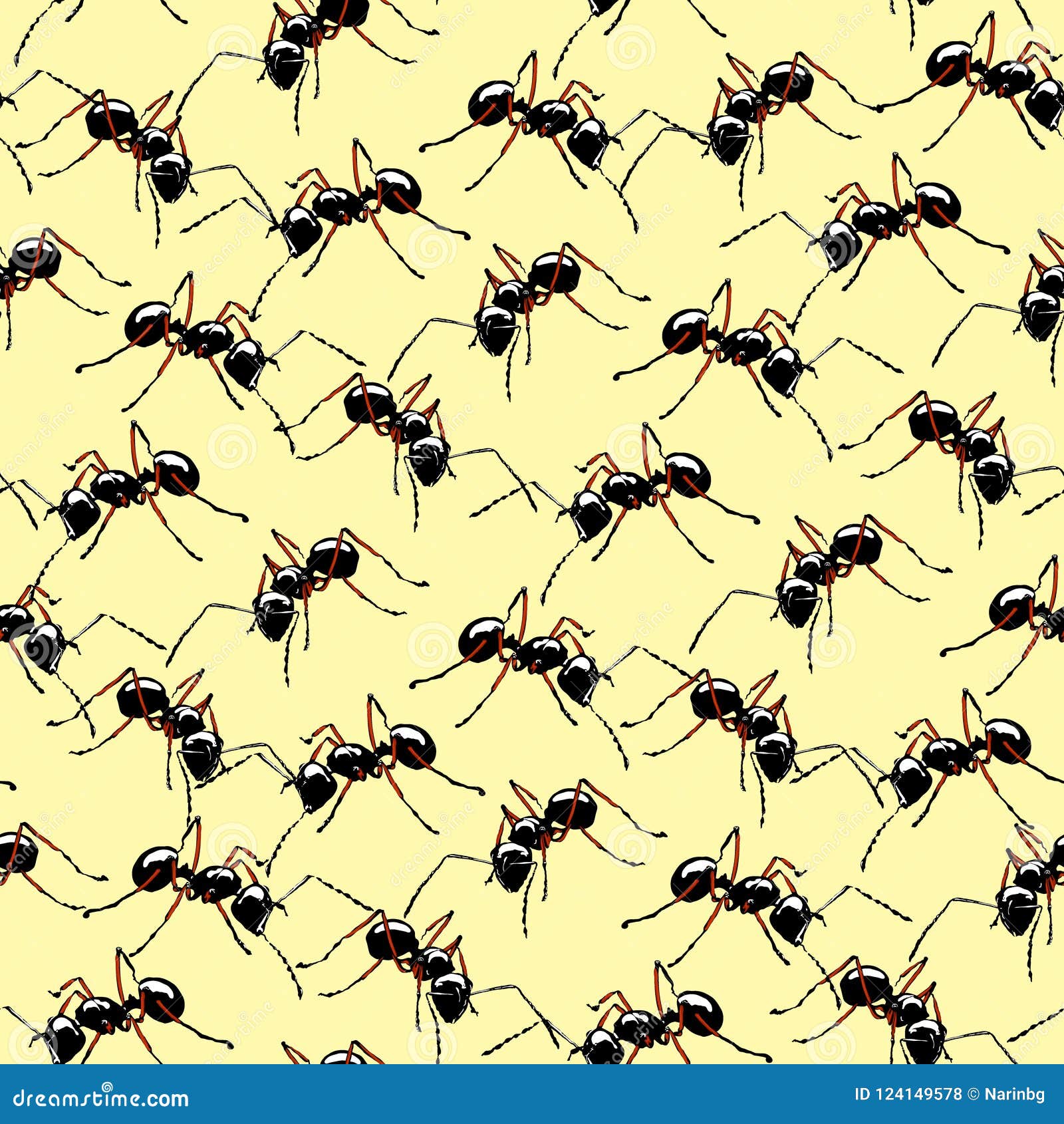 Macro Realistic Ants Seamless Background. Stock Vector - Illustration ...