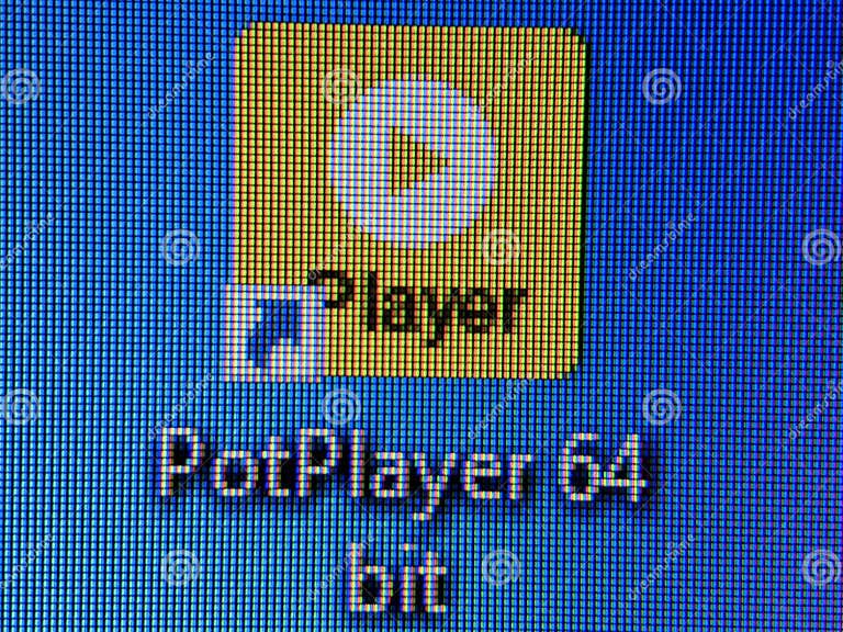 Macro of Potplayer 64 Bit Icon on Laptop Display Stock Image - Image of ...