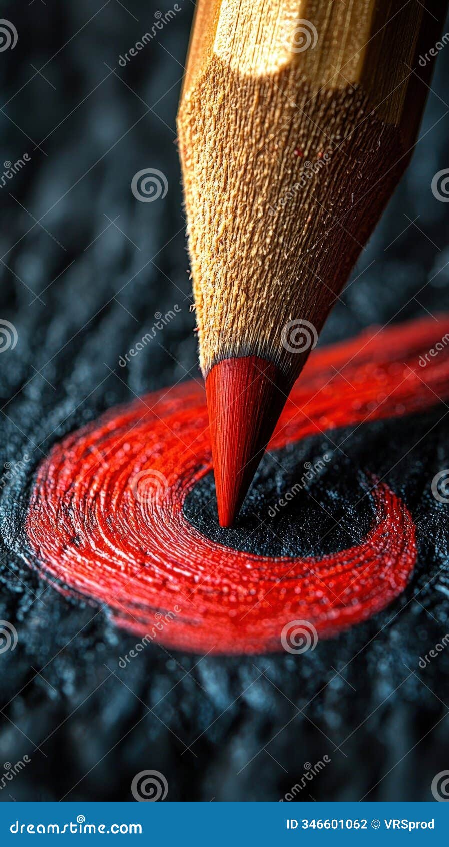 Macro of Red Pencil Drawing on Textured Black Surface Stock Photo ...