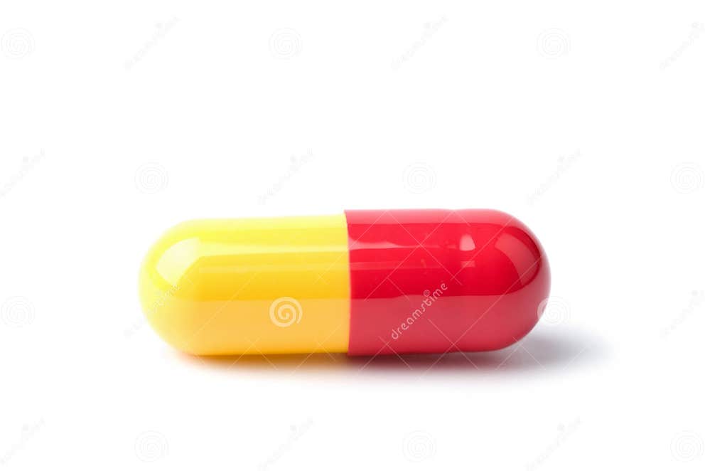 Macro of Red and Yellow Capsule Pill Isolated Stock Image - Image of ...