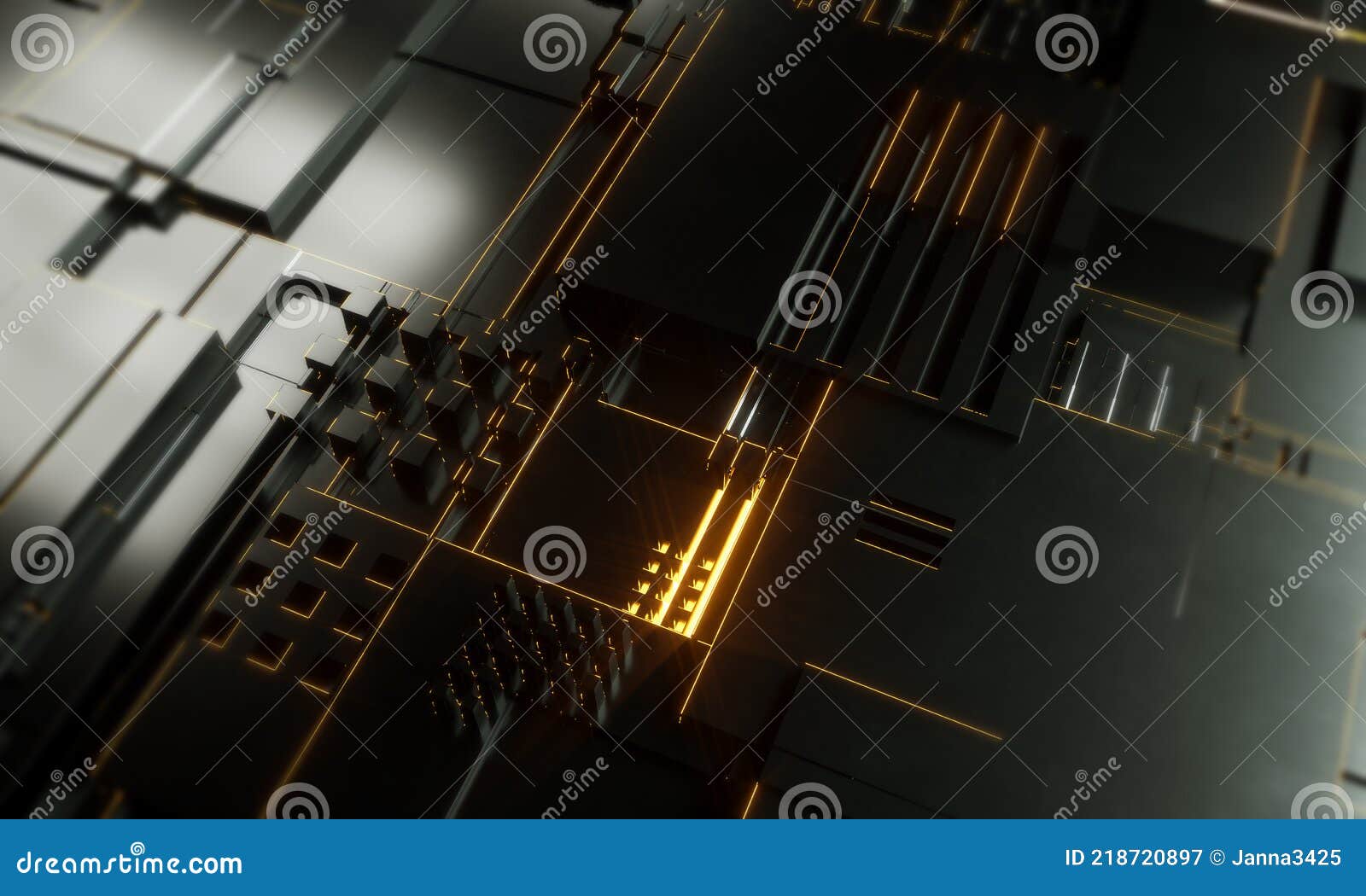 Macro Rendering of a Futuristic Electronic Printed Circuit Board with ...