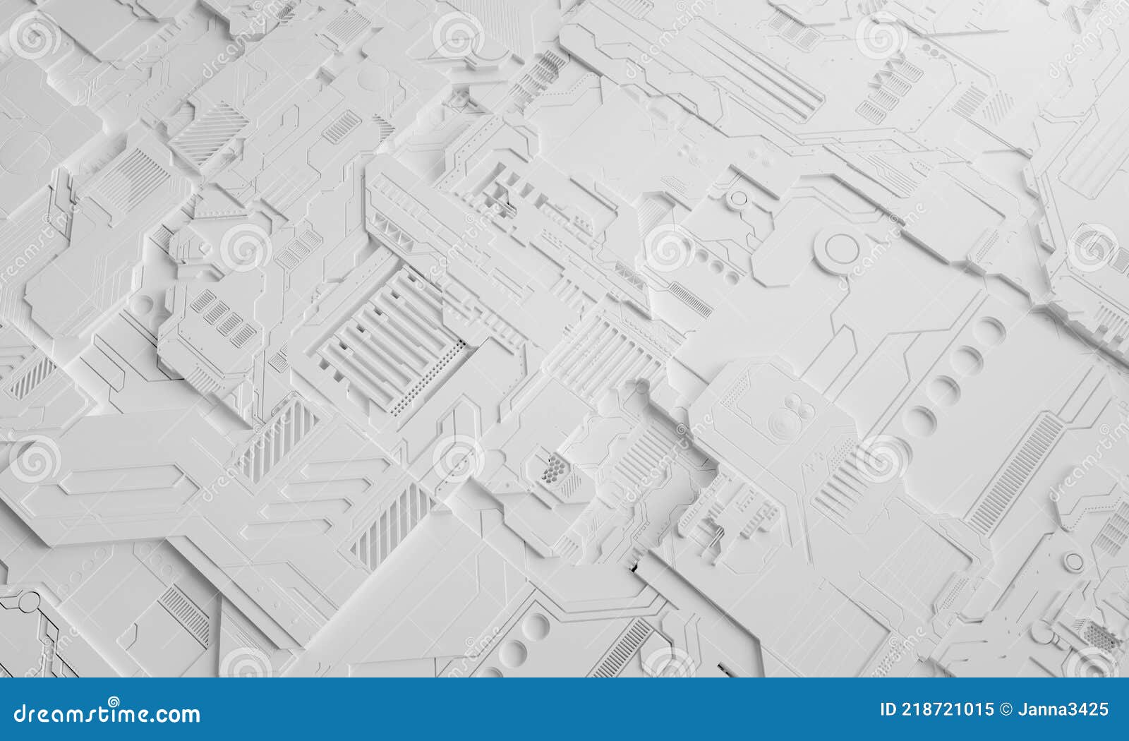 Macro Rendering of a Futuristic Electronic Printed Circuit Board with ...