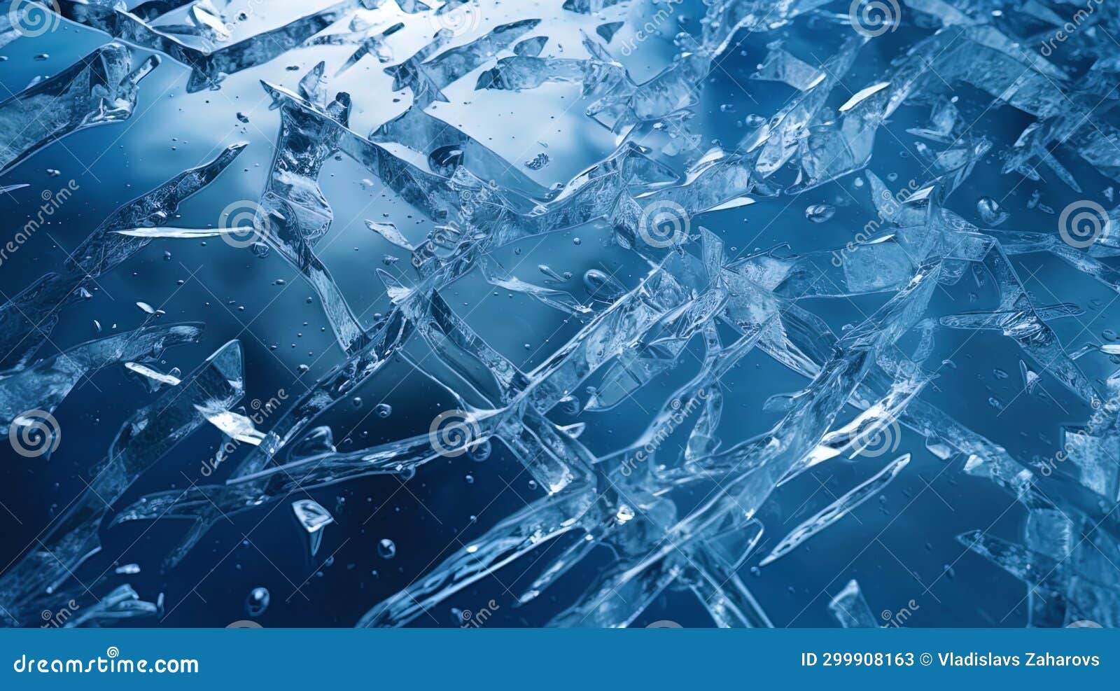 The Macro Rendering of Ice Crystals on the Surface of the Water Stock ...