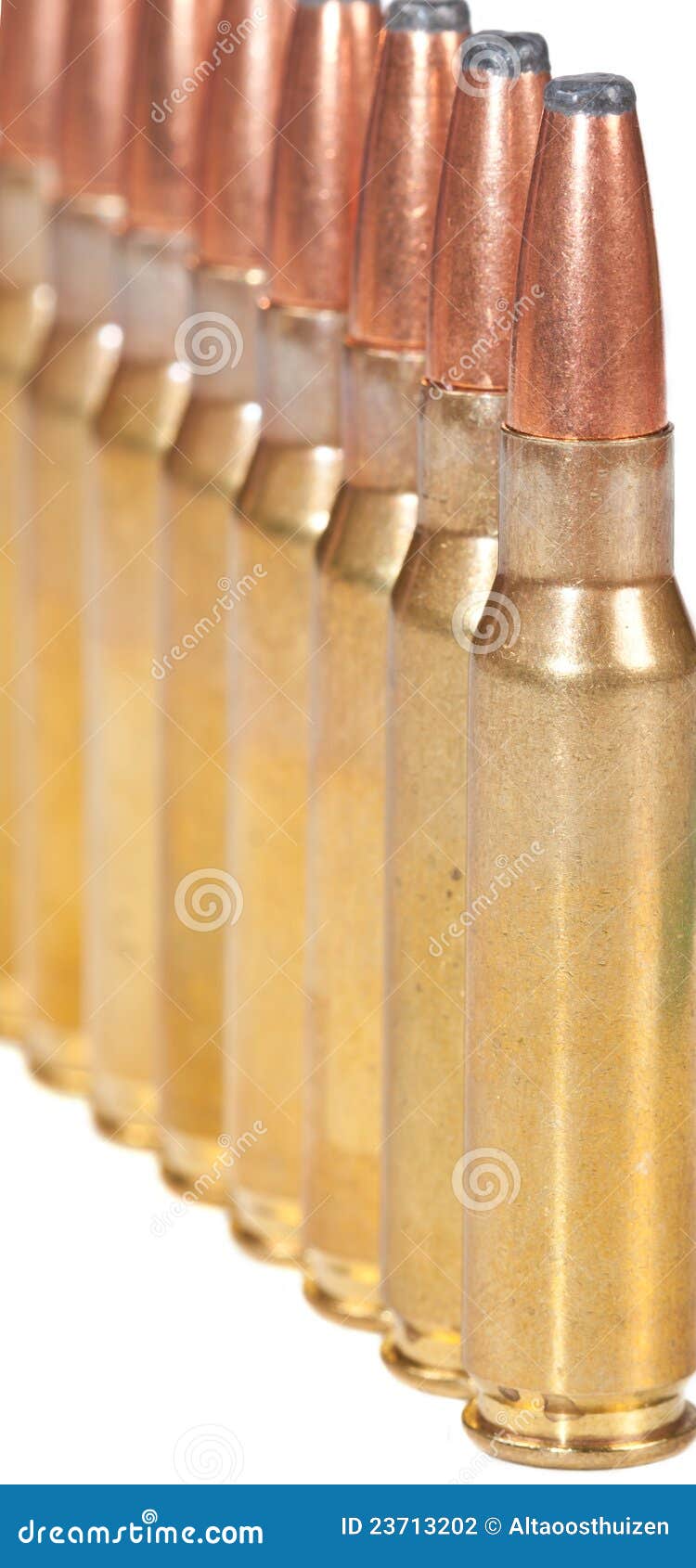 Macro of Rifle Bullets in a Row Stock Photo - Image of bullets, bronze ...
