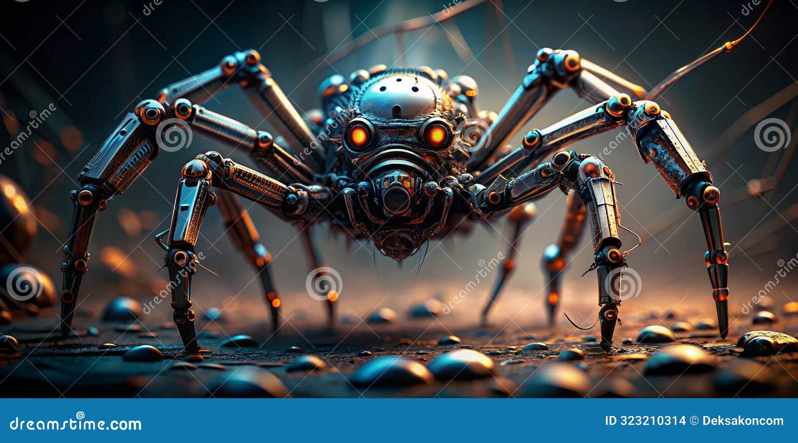 Macro Robot Like Tarantula Sci Fi Style Wallpaper Generative AI Stock ...