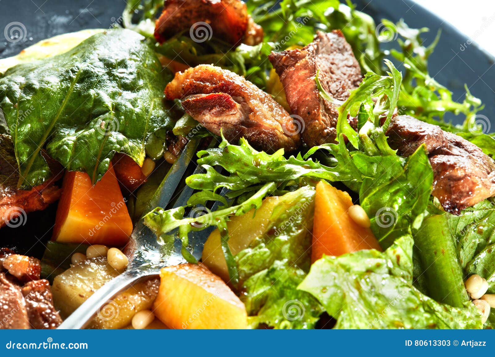 Macro Salad with Roasted Pumpkin Stock Image - Image of label, grilled ...