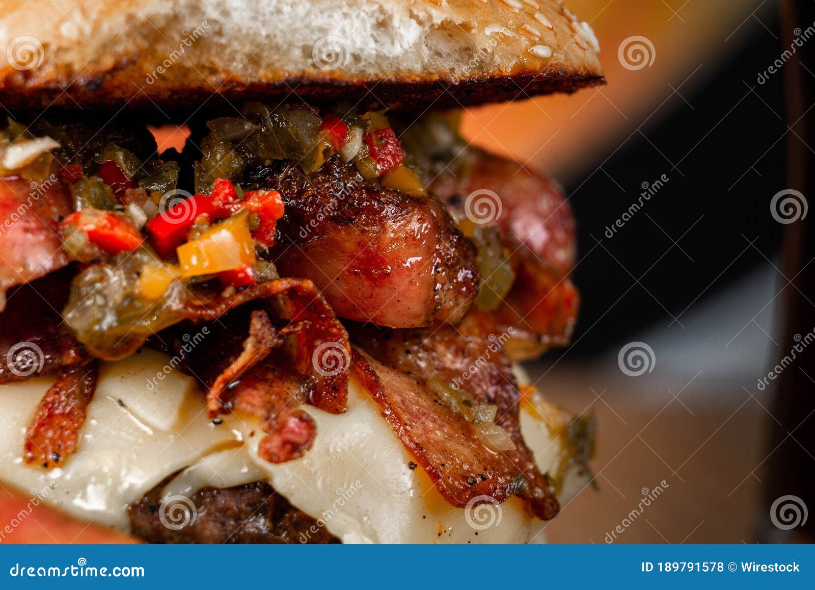 Macro Selective Focus Shot of a Delicious Burger Stock Photo - Image of ...