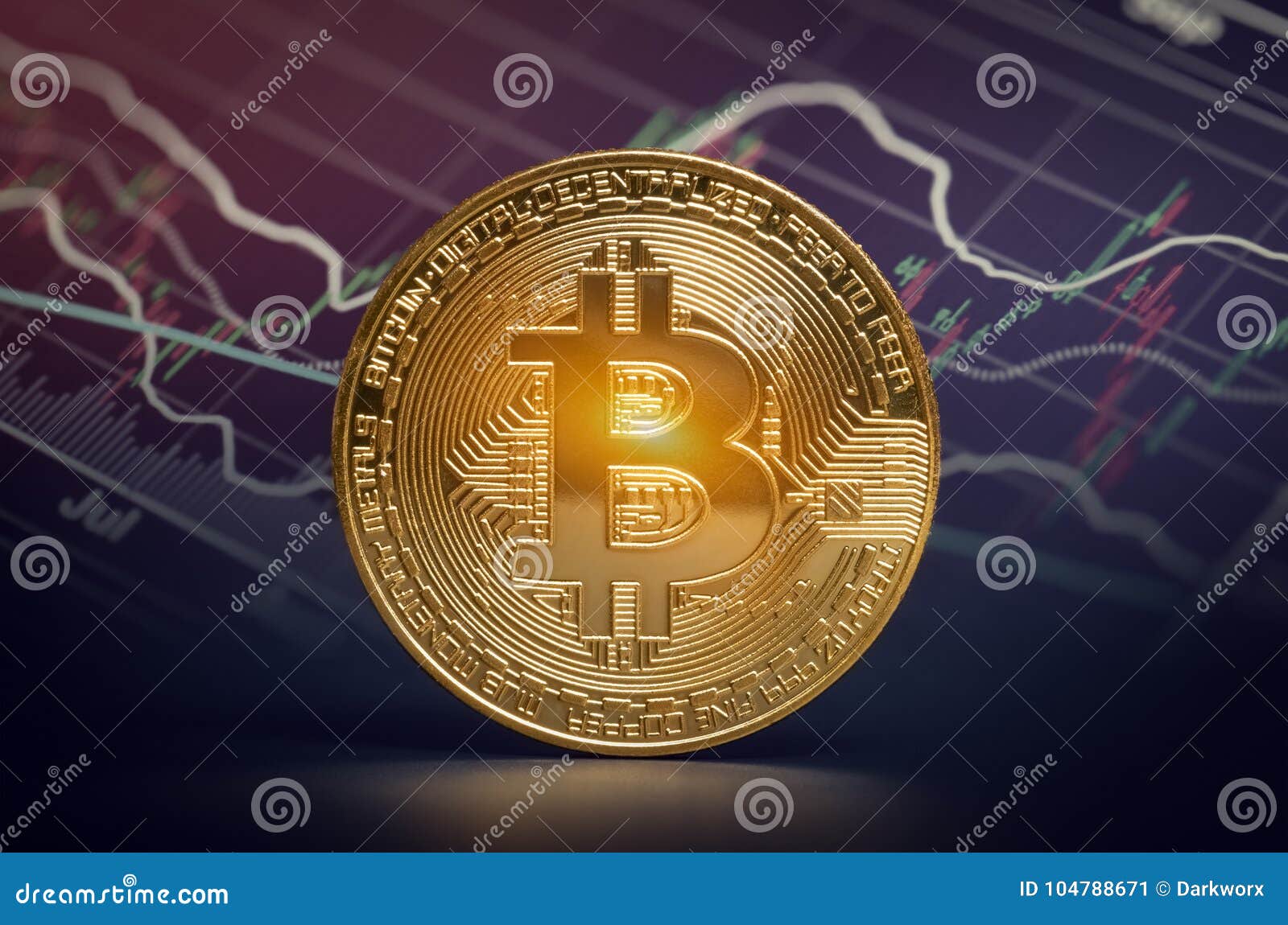 Macro Shiny Bitcoin and Trading Market Data Chart. Virtual Crypt Stock ...