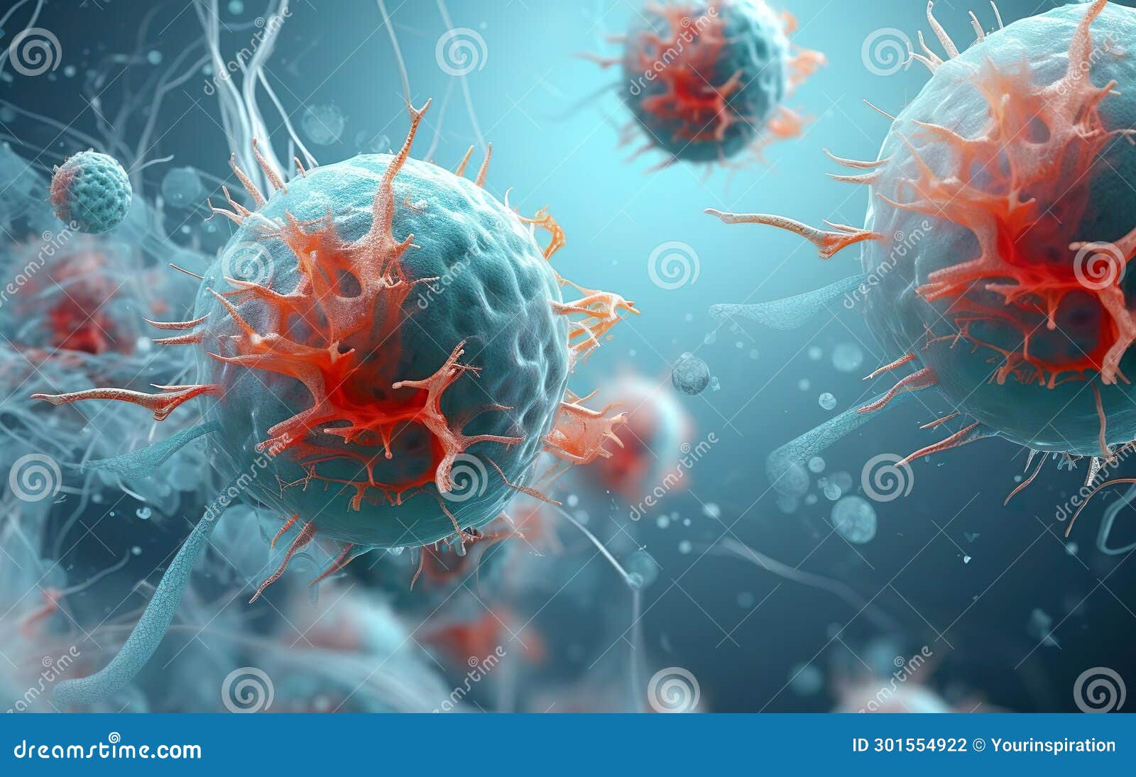 Macro Shooting through Microscope Visualisation. Ovarian Cancer Cell ...