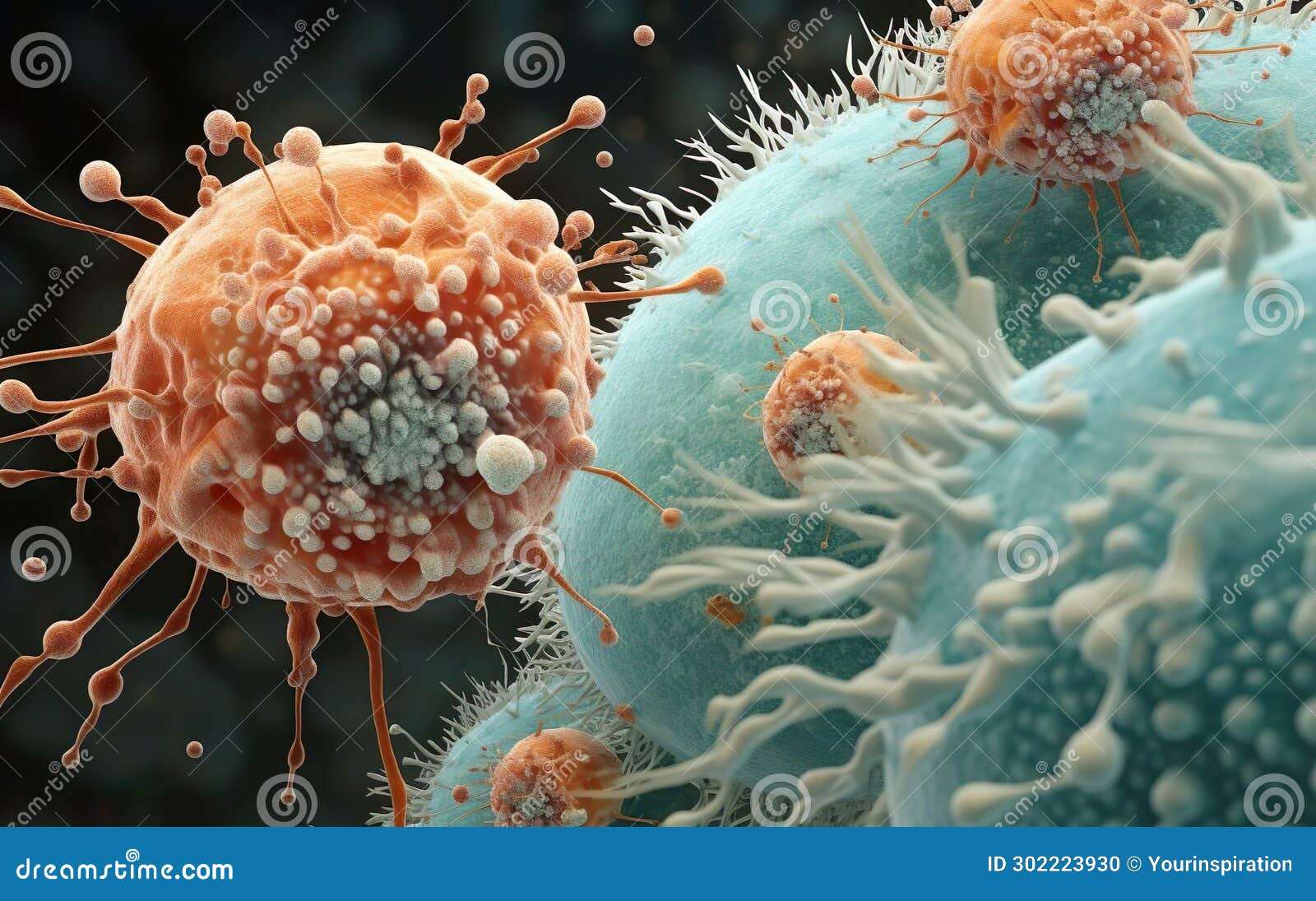 Macro Shooting through Microscope Visualisation. Ovarian Cancer Cell ...