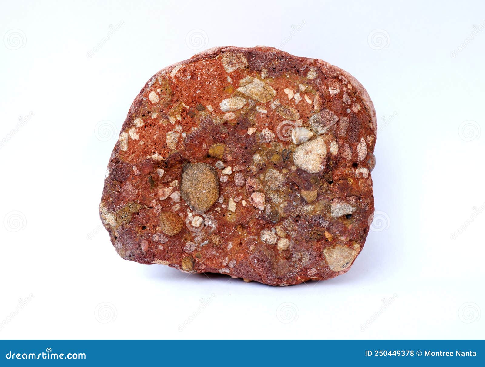 Macro Shooting Specimen Red Conglomerate Rock Isolated on White ...