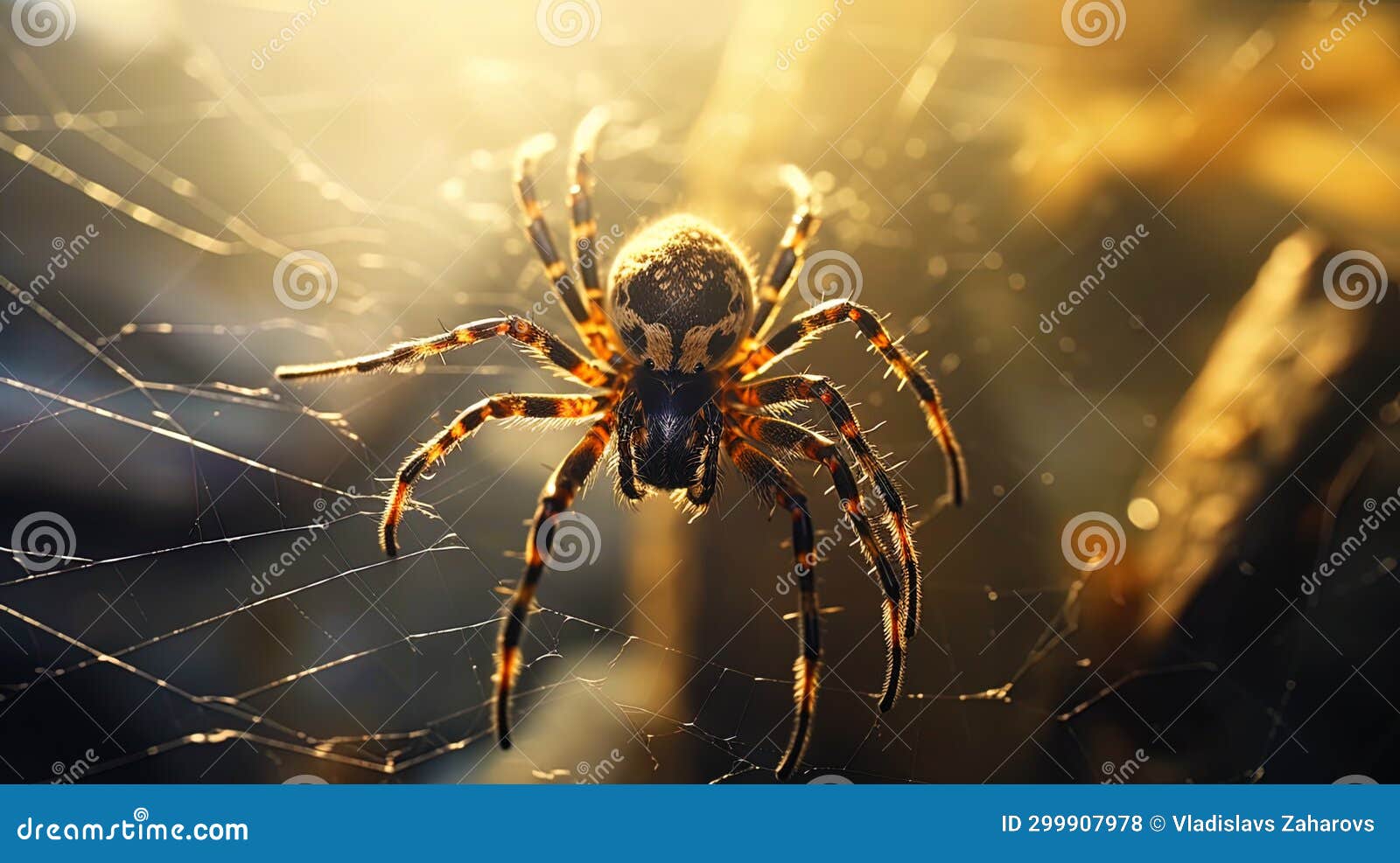 Macro Shooting of a Spider in Its Web Stock Photo - Image of closeup ...