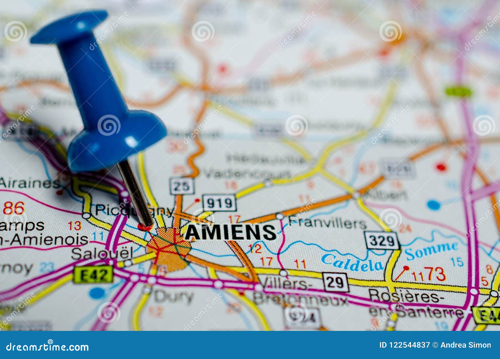 Amiens on map stock image. Image of maps, city, amiens - 122544837