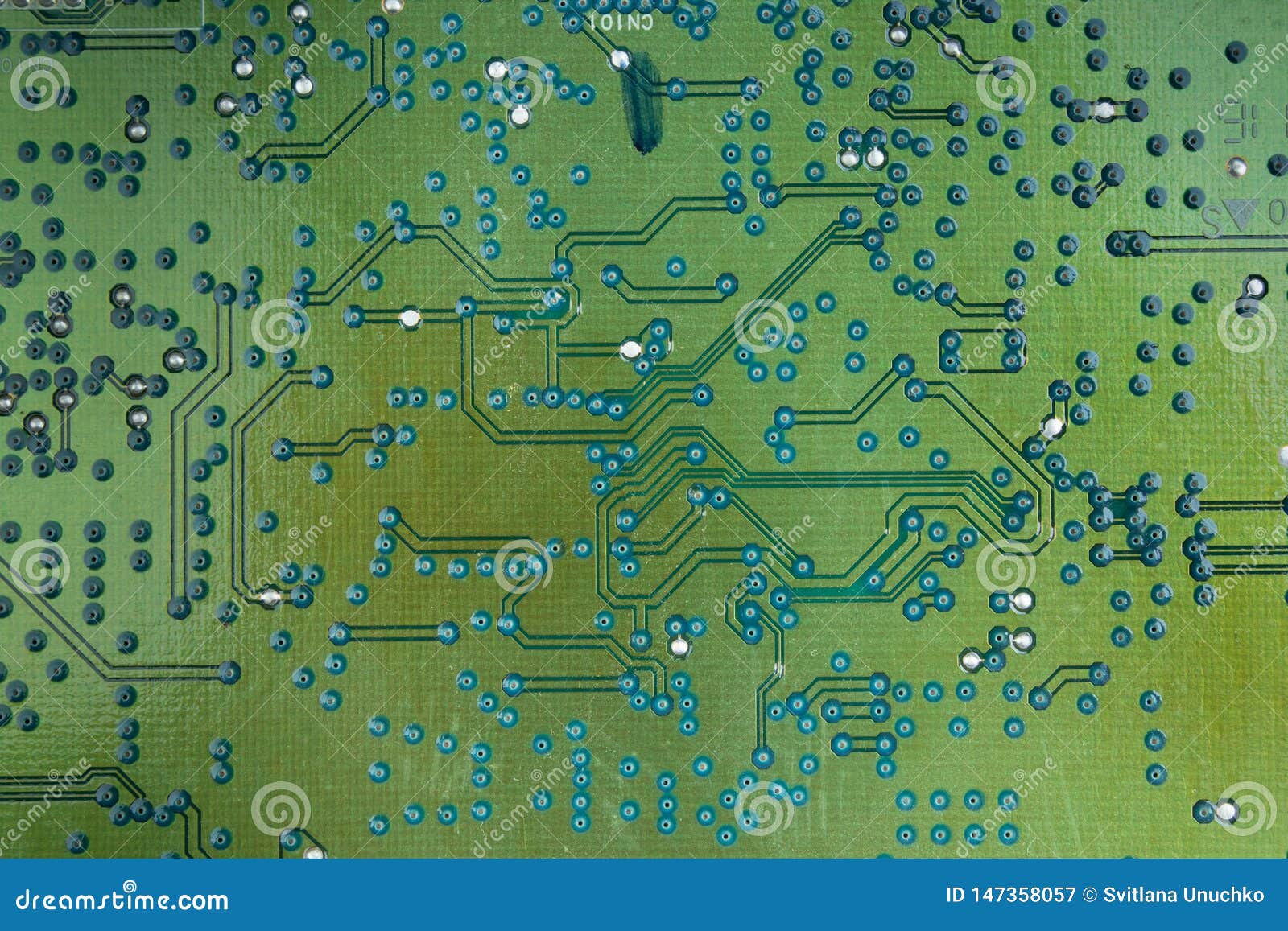 Macro Shot of Back Side Circuit Board. Top View with Copy Space. Stock ...