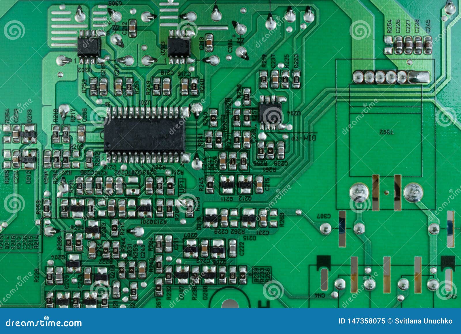 Macro Shot of Back Side Circuit Board. Top View with Copy Space. Stock ...