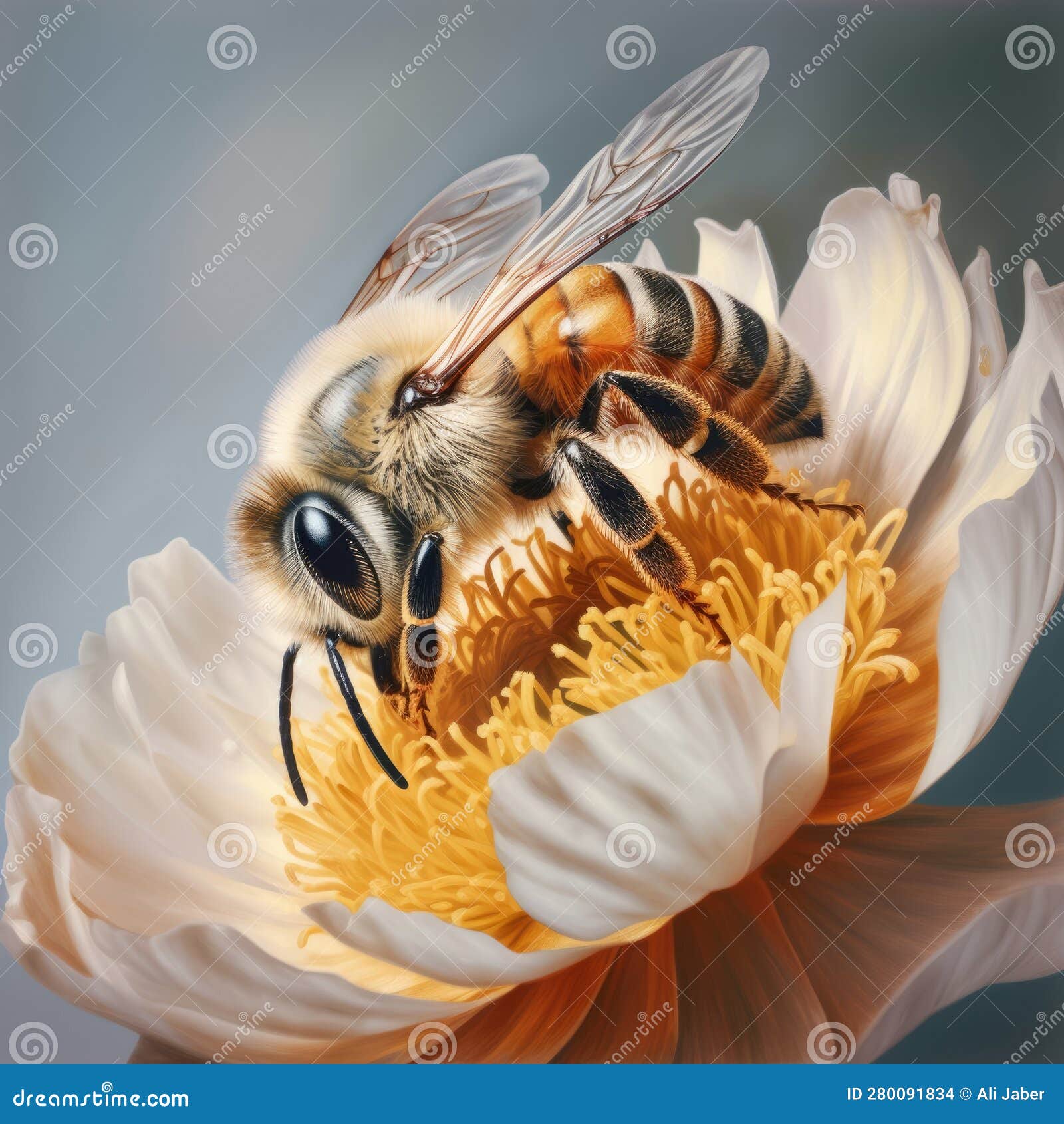 Macro Shot of a Bee on a Flower, Pollen, Ai, Ai Generative ...