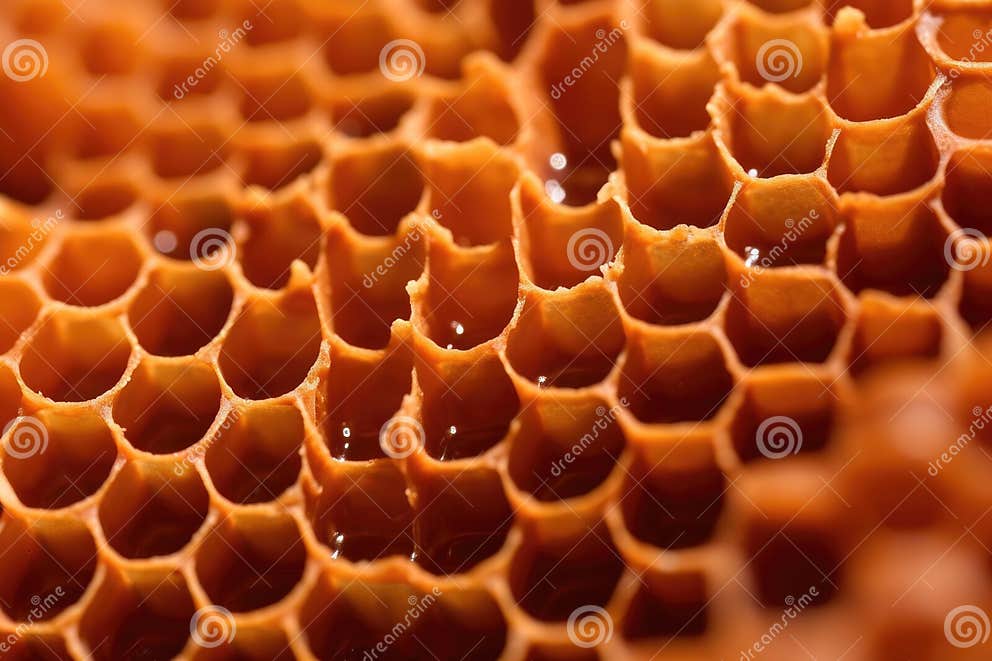 Macro Shot of Beeswax Structure in Beehive Stock Illustration ...