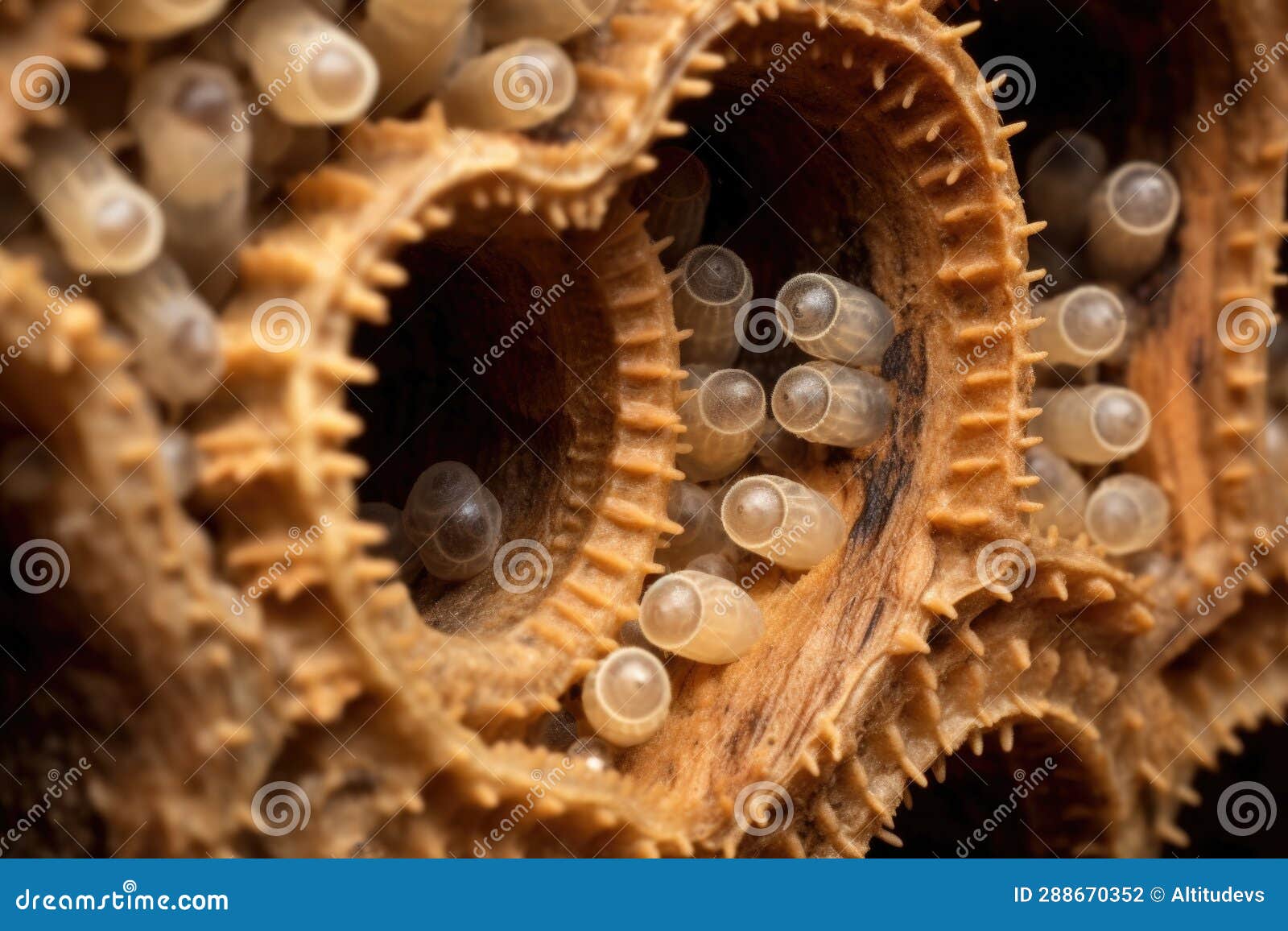 Macro Shot of Beetle Larvae in Wood Tunnels Stock Photo - Image of ...