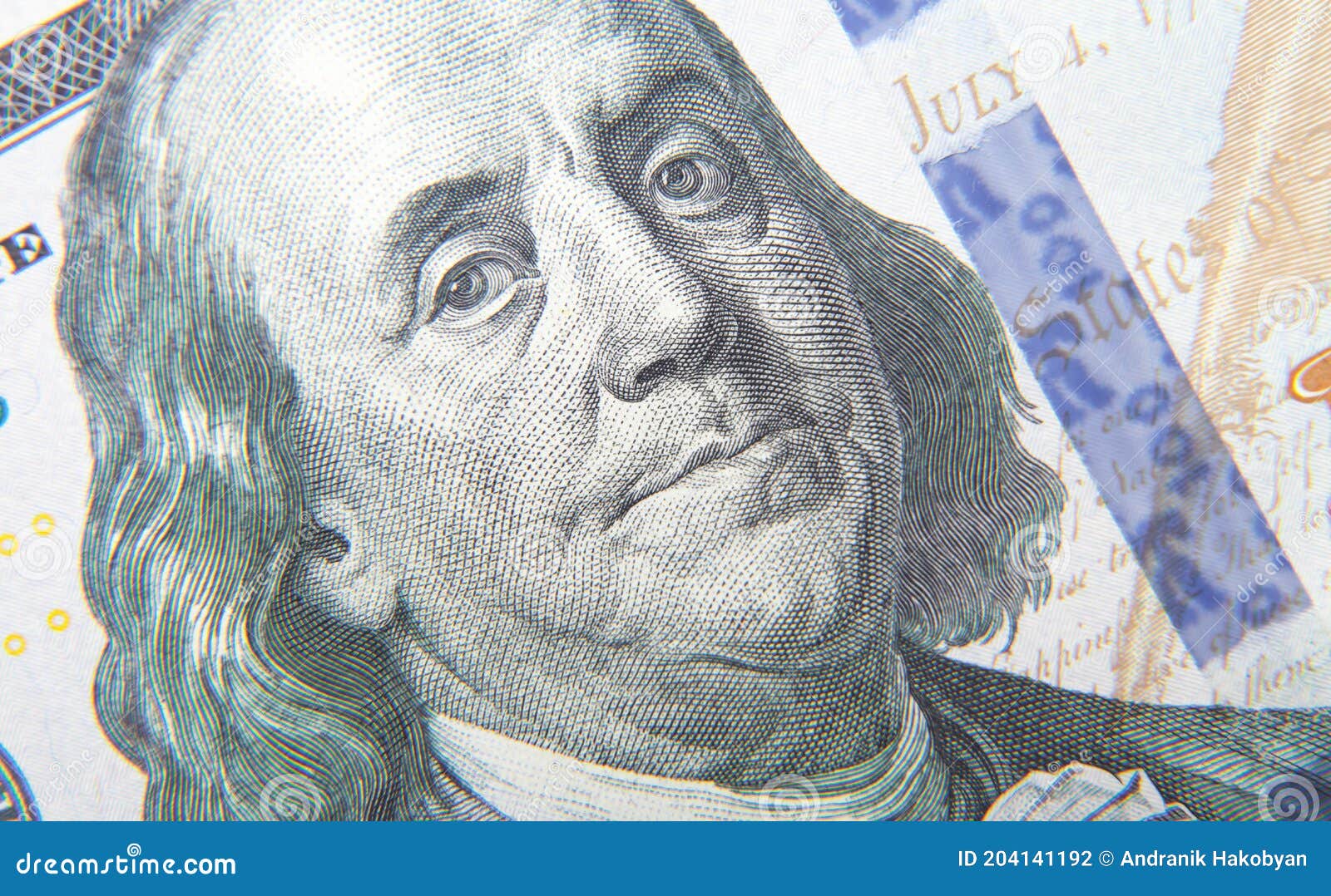 Macro Shot. Benjamin Franklin`s Face Stock Photo - Image of macro ...