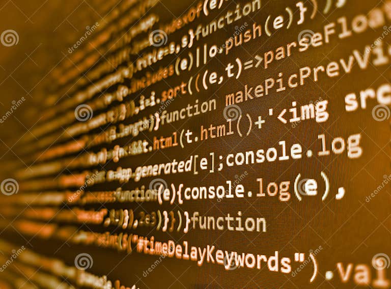 Macro Shot of Binary Code on the Monitor of an Office Computer ...