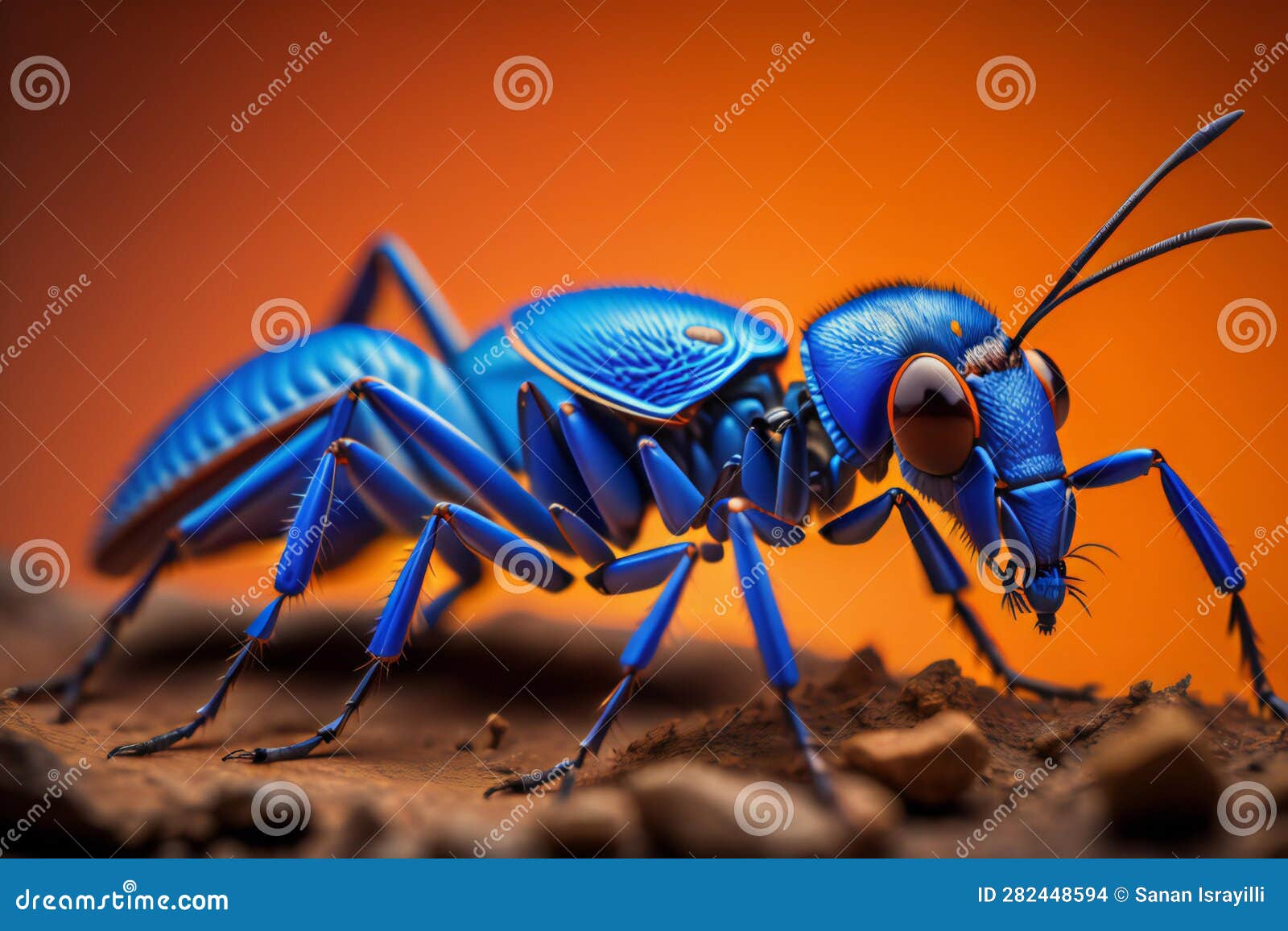 Macro Shot of a Blue Ant on the Ground. Generative Ai Stock ...